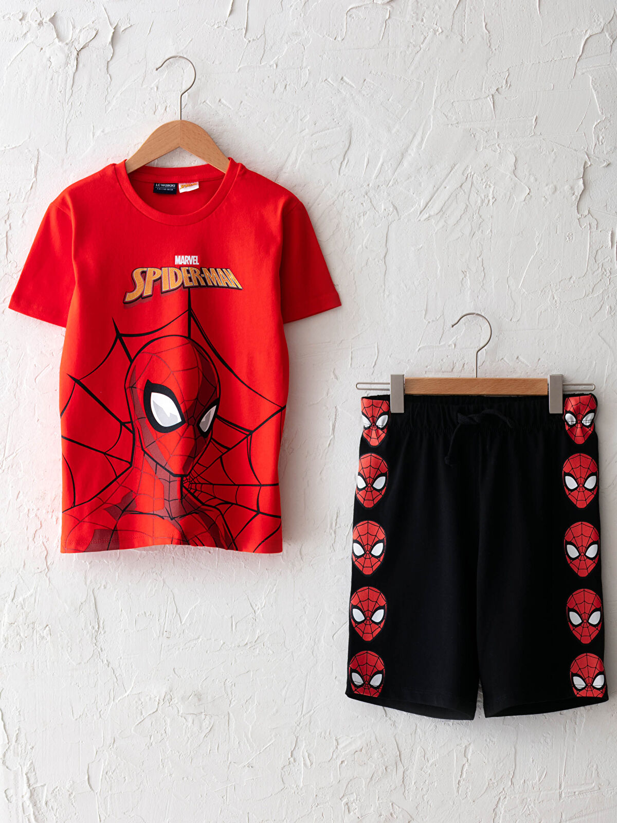 Bisiklet Yaka Spiderman Baskılı Kısa Kollu Erkek Çocuk Tişört ve Şort