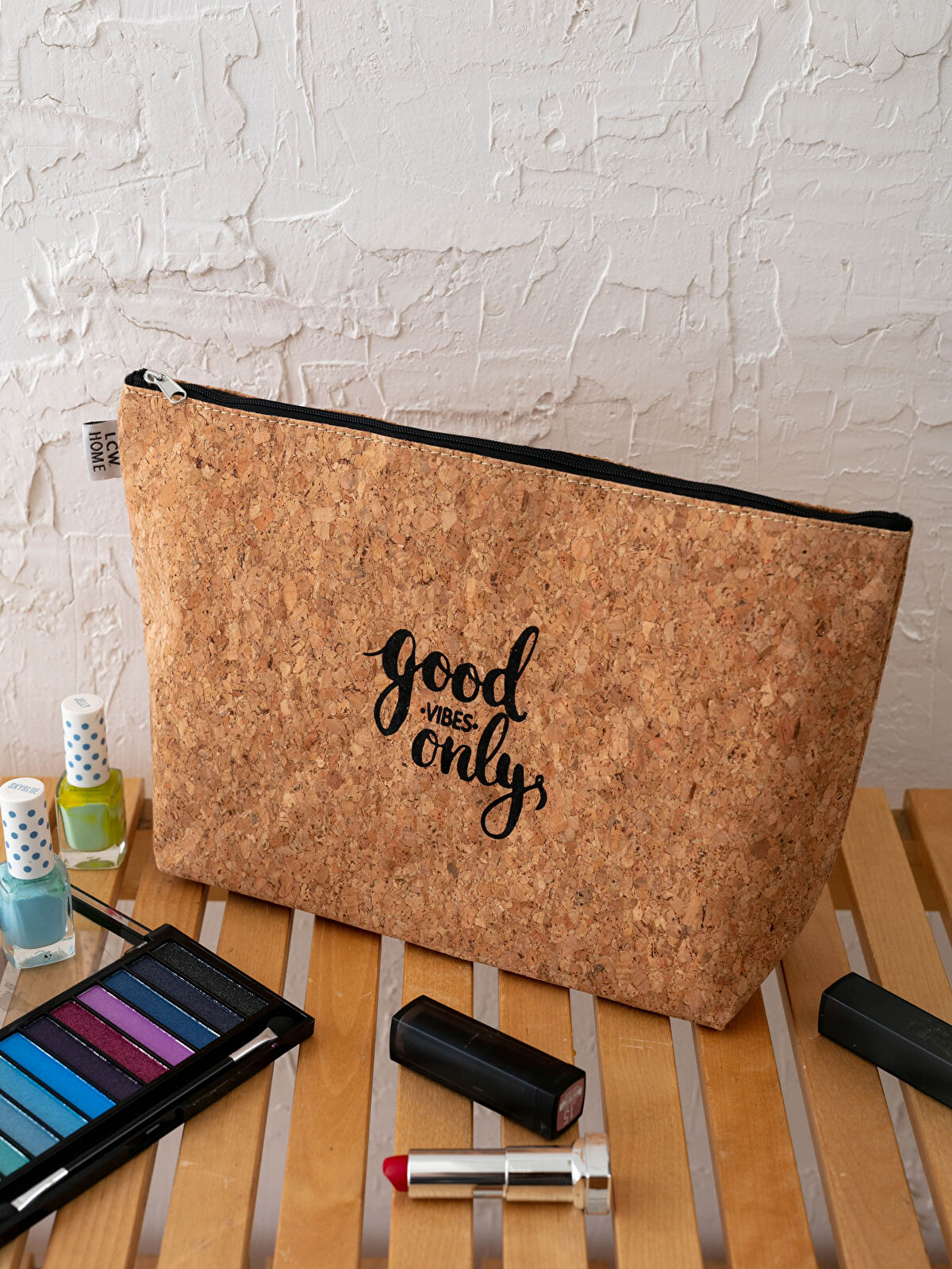 Slogan Baskılı Makyaj Çantası 8x29x18 Cm