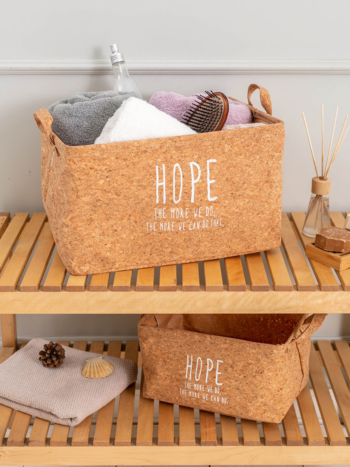 Slogan Baskılı Organizer Sepet 38x26x23 Cm