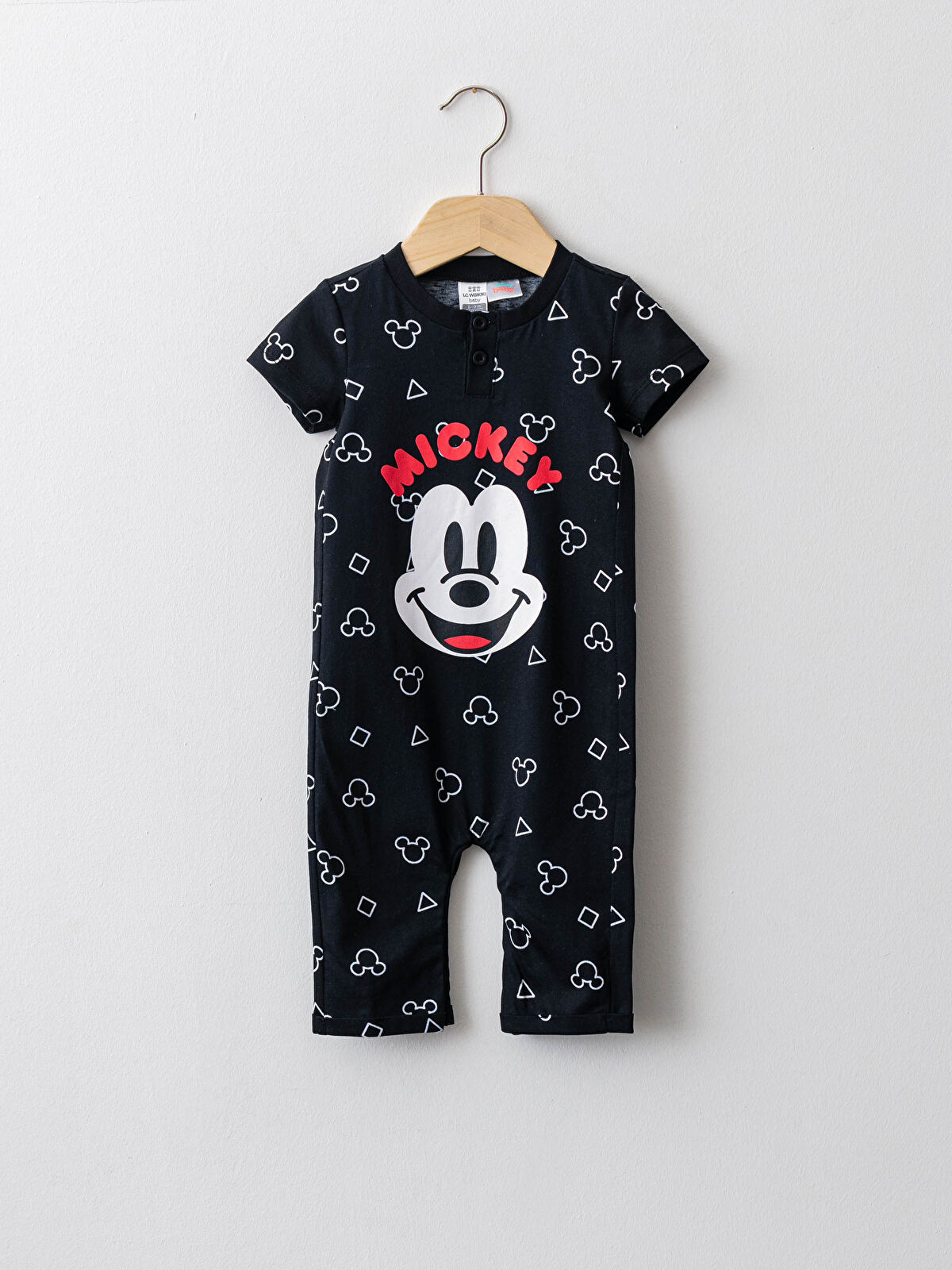 Bisiklet Yaka Kısa Kollu Mickey Mouse Baskılı Pamuklu Erkek Bebek Tulum Bisiklet Yaka Kısa Kollu Mickey Mouse Baskılı Pamuklu Erkek Bebek Tulum