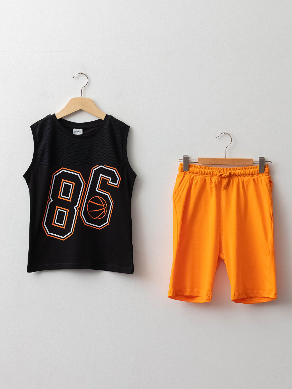 Bisiklet Yaka Baskılı Pamuklu Erkek Çocuk Atlet ve Şort