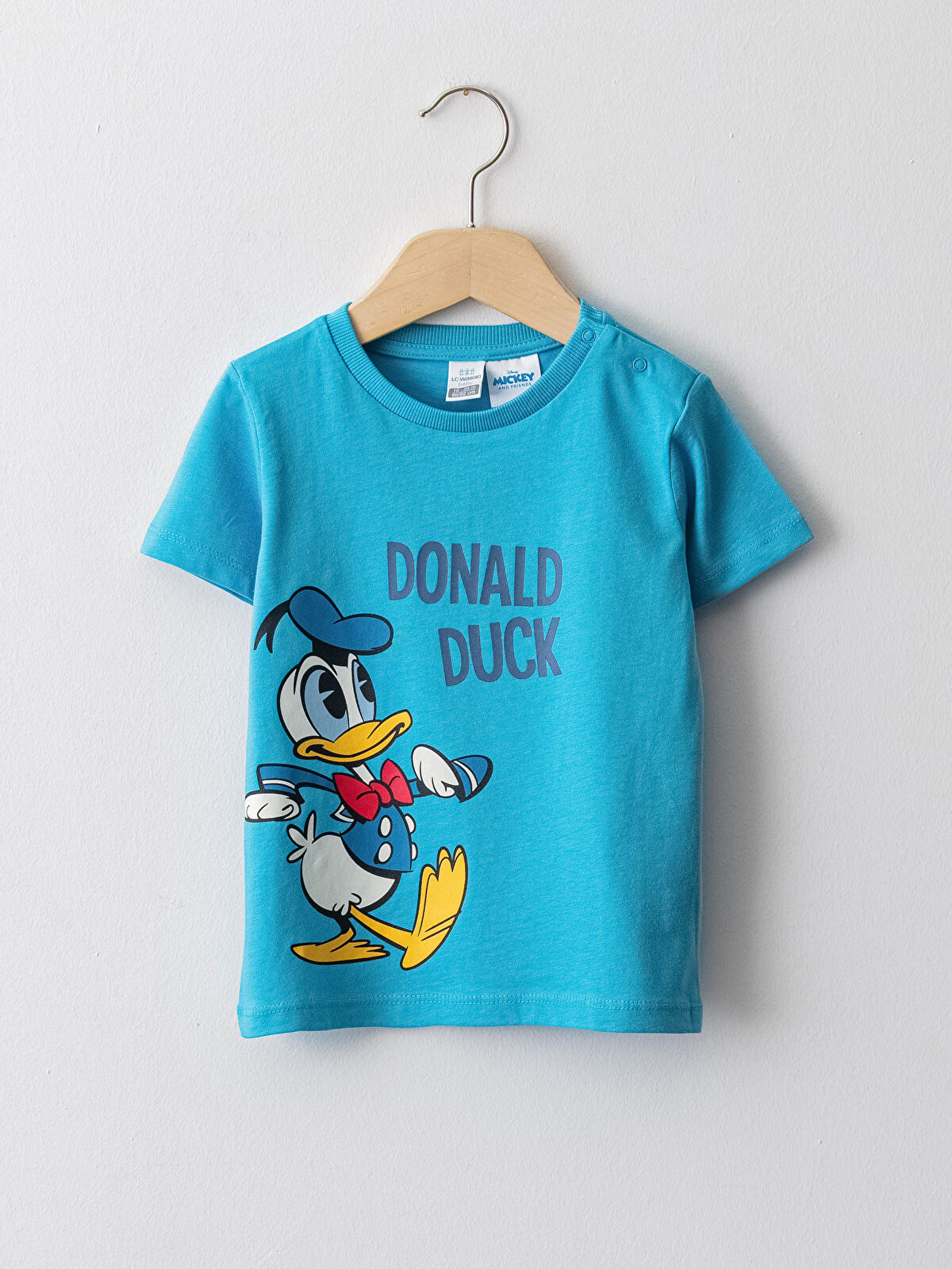 Bisiklet Yaka Kısa Kollu Donald Duck Baskılı Pamuklu Erkek Bebek Tişört