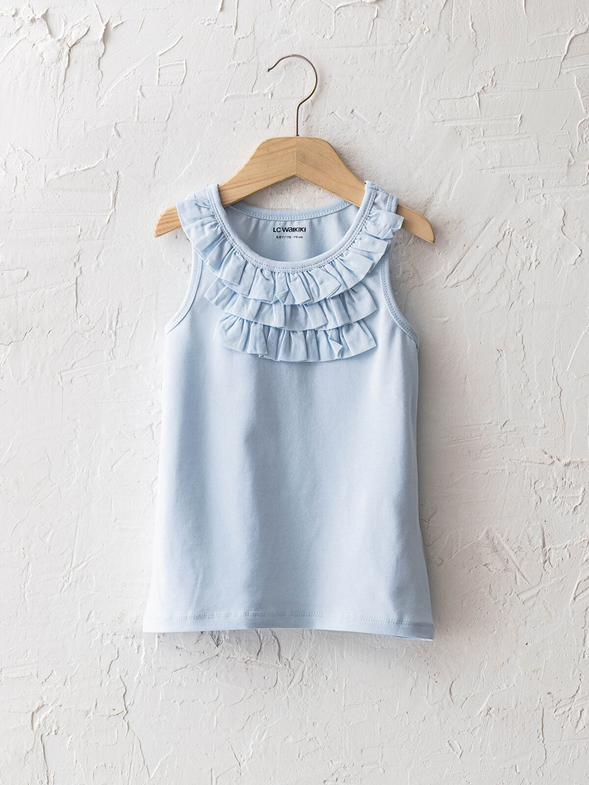 Bisiklet Yaka Basic Fırfır Detaylı Kız Çocuk Atlet