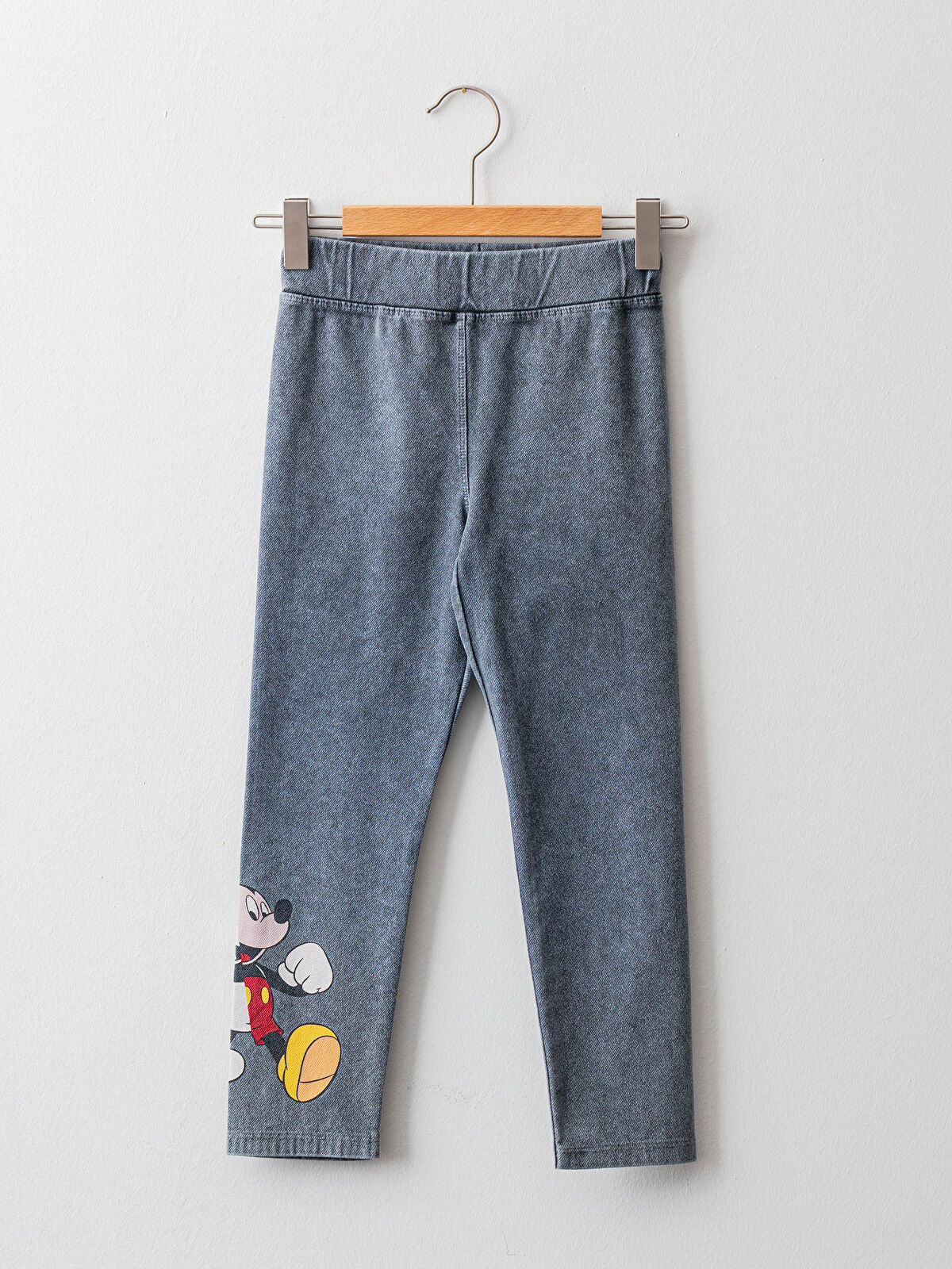 Beli Lastikli Mickey Mouse Baskılı Denim Görünümlü Kız Çocuk Tayt Beli Lastikli Mickey Mouse Baskılı Denim Görünümlü Kız Çocuk Tayt