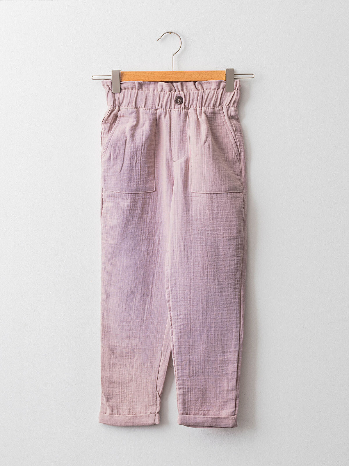 Beli Lastikli Basic Poplin Kız Çocuk Pantolon