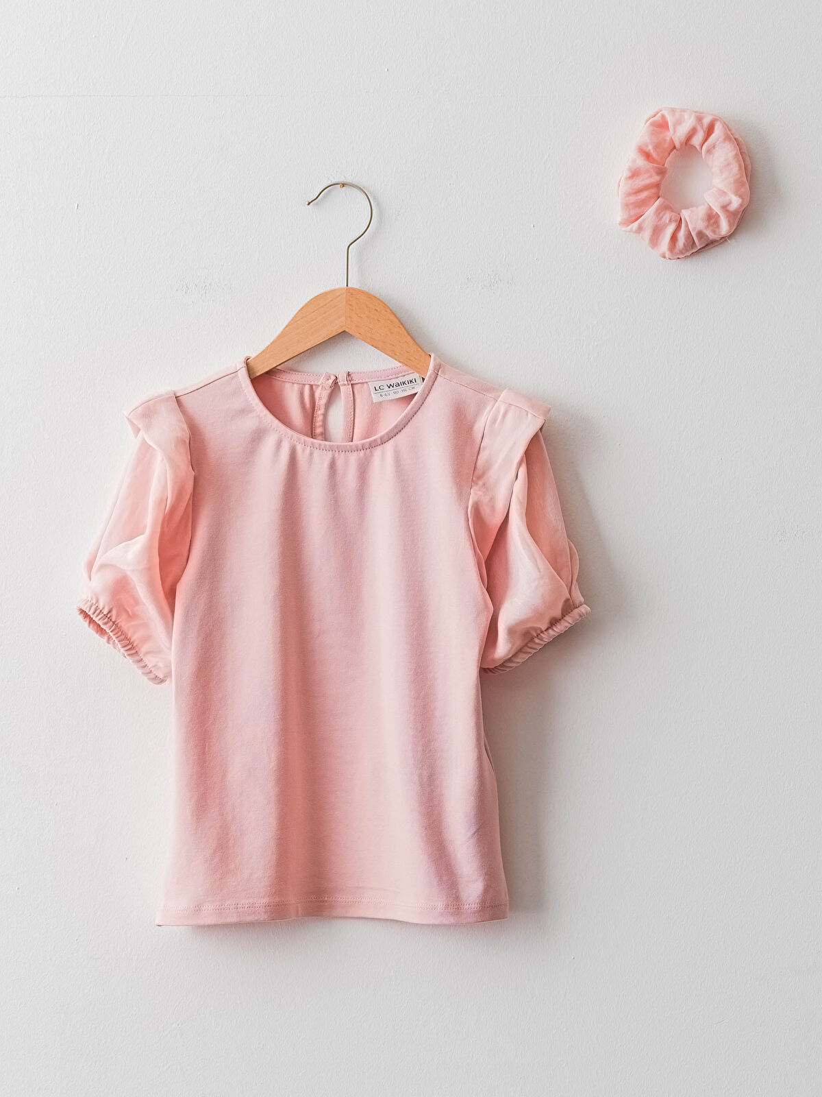 Bisiklet Yaka Basic Kısa Kollu Kız Çocuk Tişört ve Toka