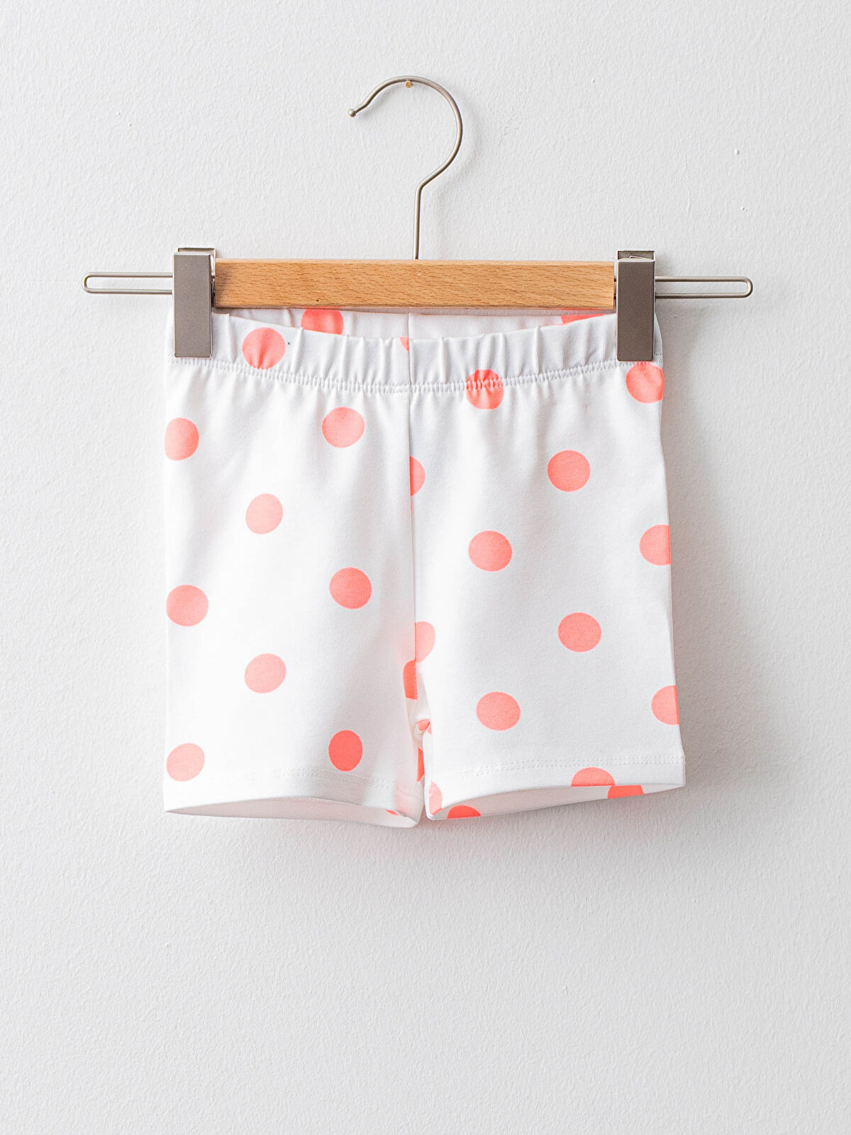 Beli Lastikli Puantiye Desenli Kız Bebek Kısa Tayt