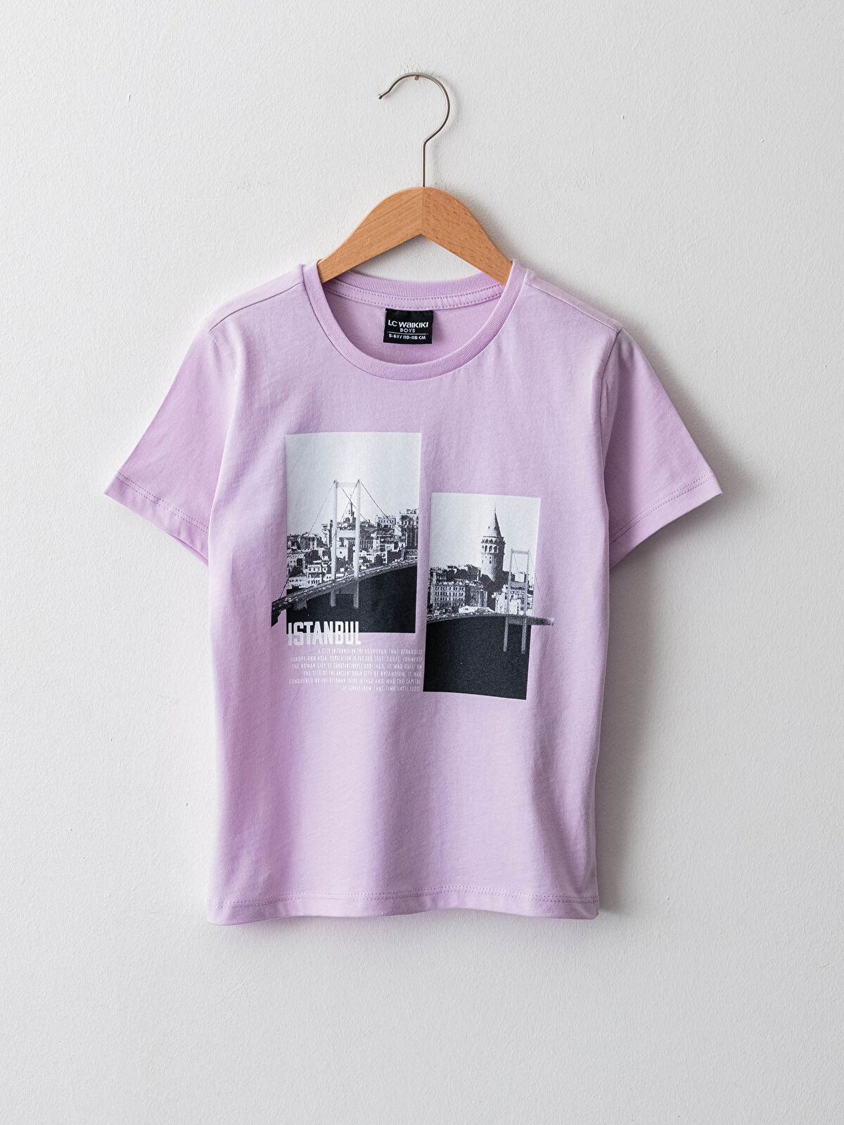Bisiklet Yaka İstanbul Baskılı Kısa Kollu Pamuklu Erkek Çocuk Tişört
