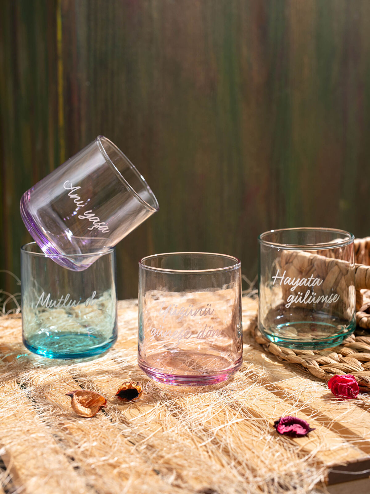 Slogan Baskılı Cam Su Bardağı 4'lü 260 Ml