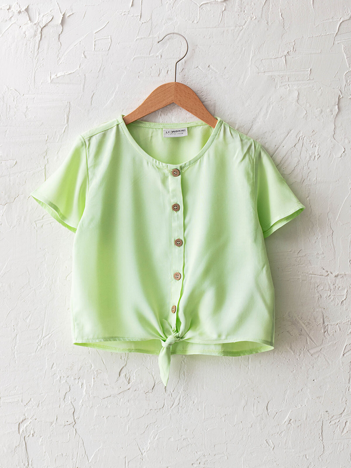 Bisiklet Yaka Basic Kısa Kollu Viskon Kız Çocuk Bluz