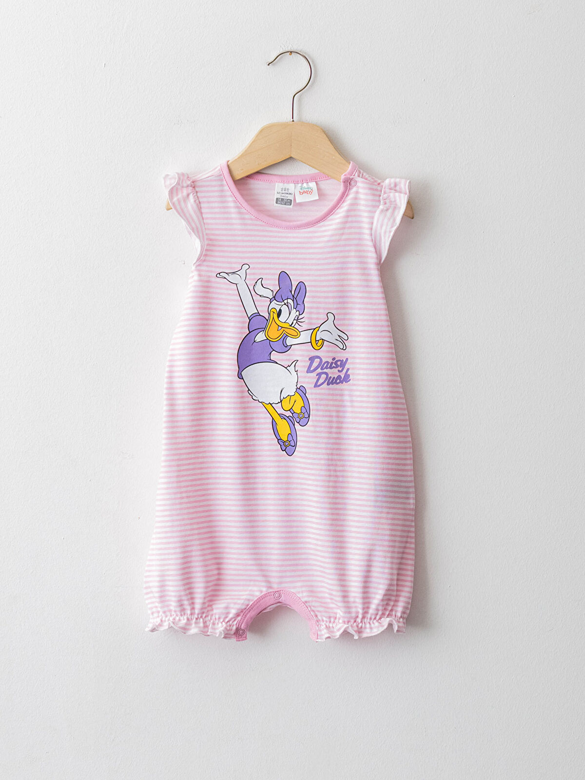 Bisiklet Yaka Kısa Kollu Daisy Duck Pamuklu Kız Bebek Tulum