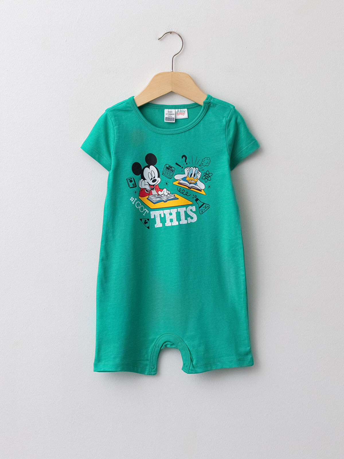 Bisiklet Yaka Kısa Kollu Disney Baskılı Erkek Bebek Tulum