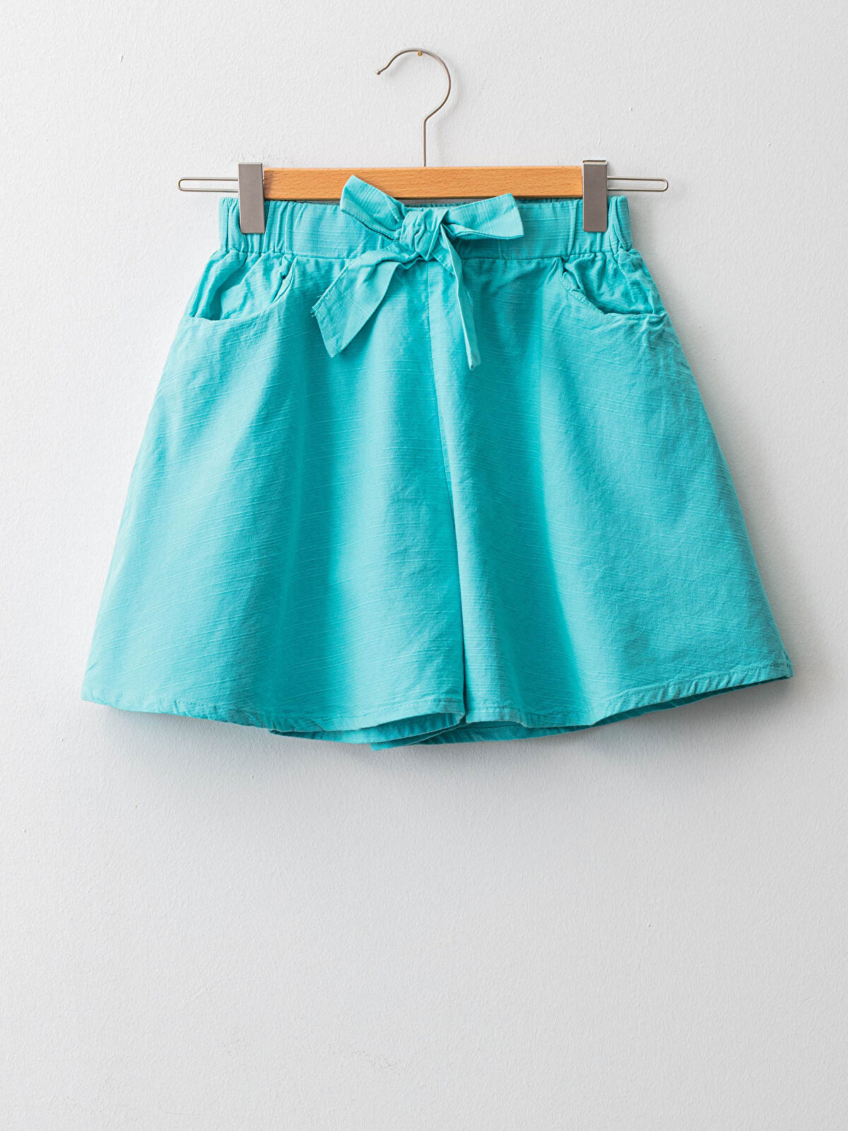 Beli Lastikli Basic Poplin Kız Çocuk Şort