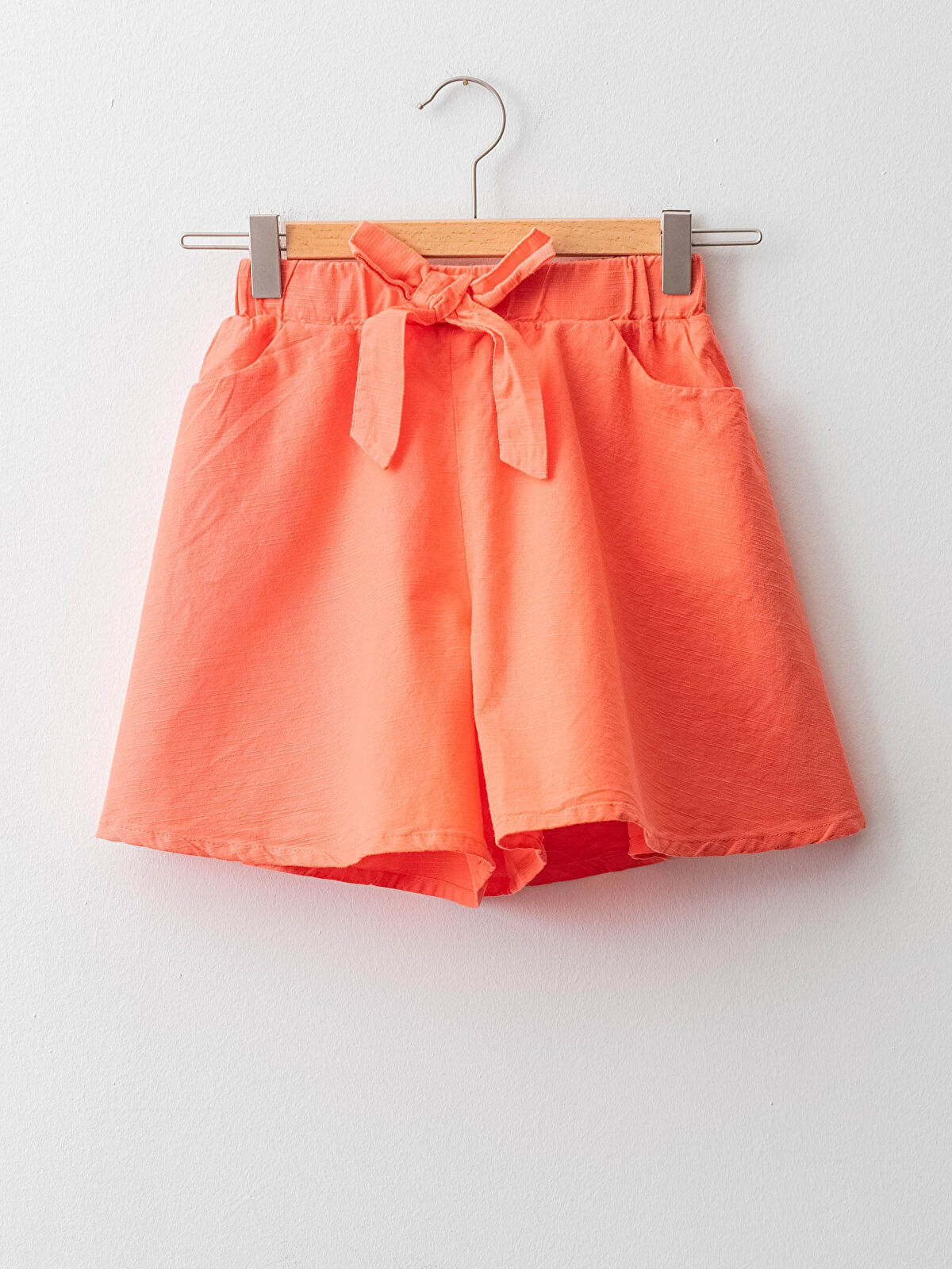 Beli Lastikli Basic Poplin Kız Çocuk Şort
