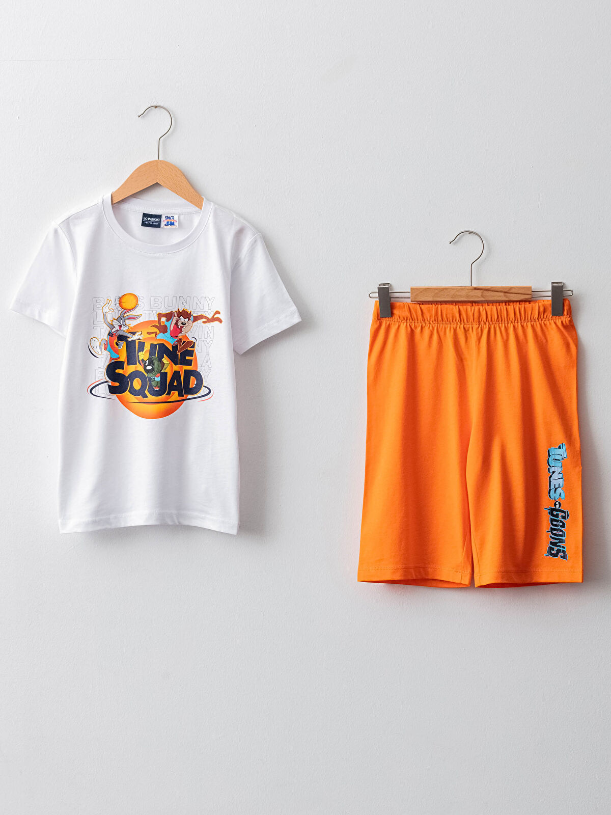 Bisiklet Yaka Space Jam Baskılı Kısa Kollu Erkek Çocuk Şortlu Pijama Takımı