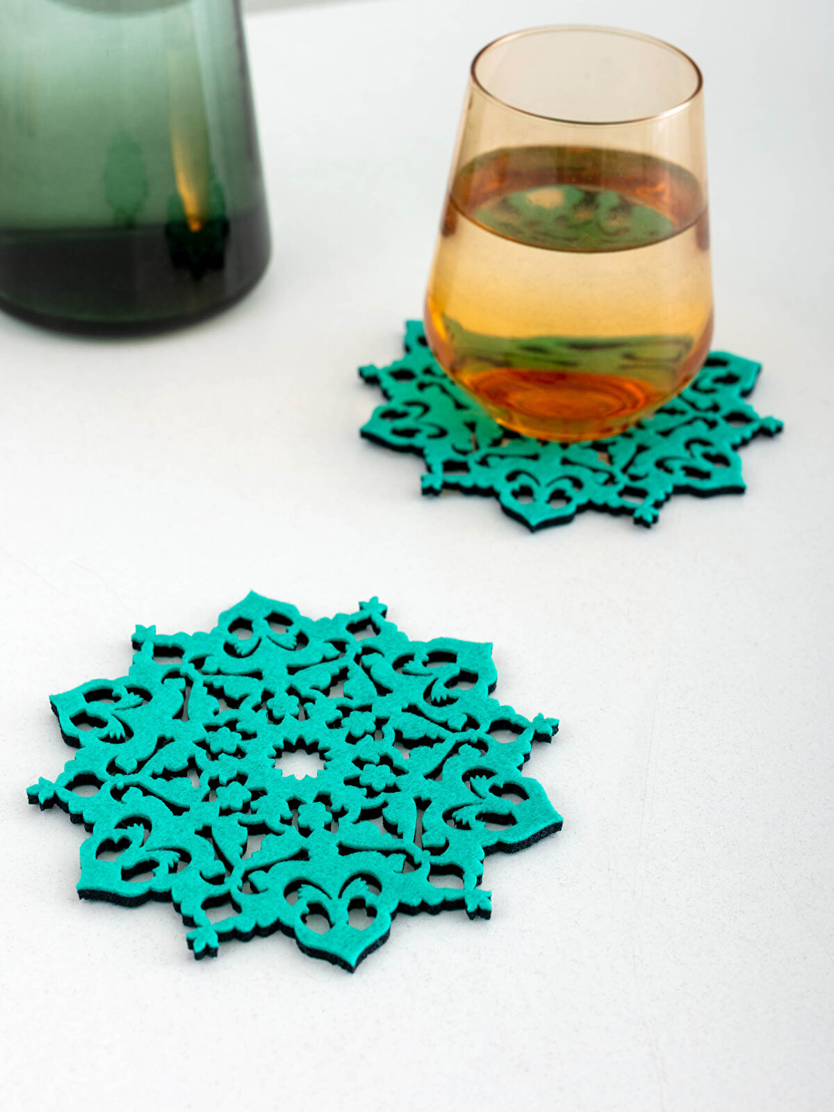 Etnik Desenli Keçe Bardak Altlığı 2'li 10 Cm