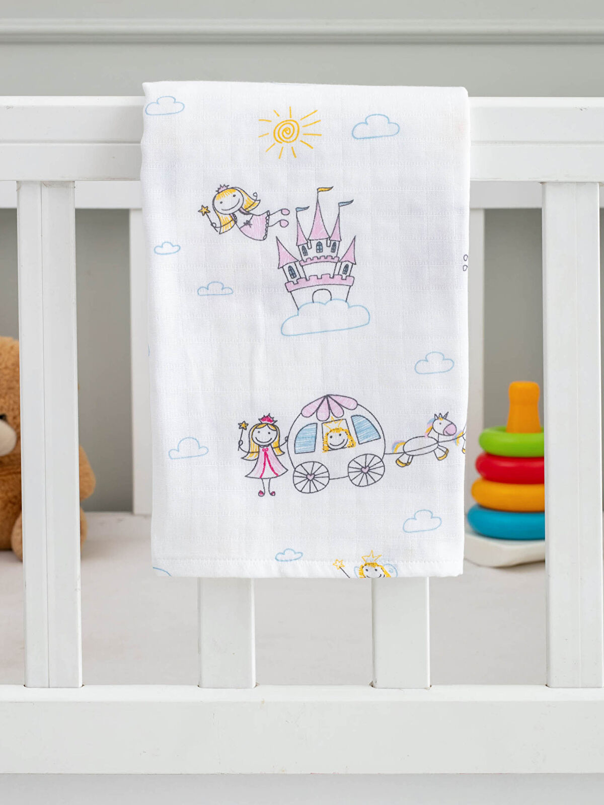Baskılı Kız Bebek Müslin Battaniye 85x85 Cm Baskılı Kız Bebek Müslin Battaniye 85x85 Cm