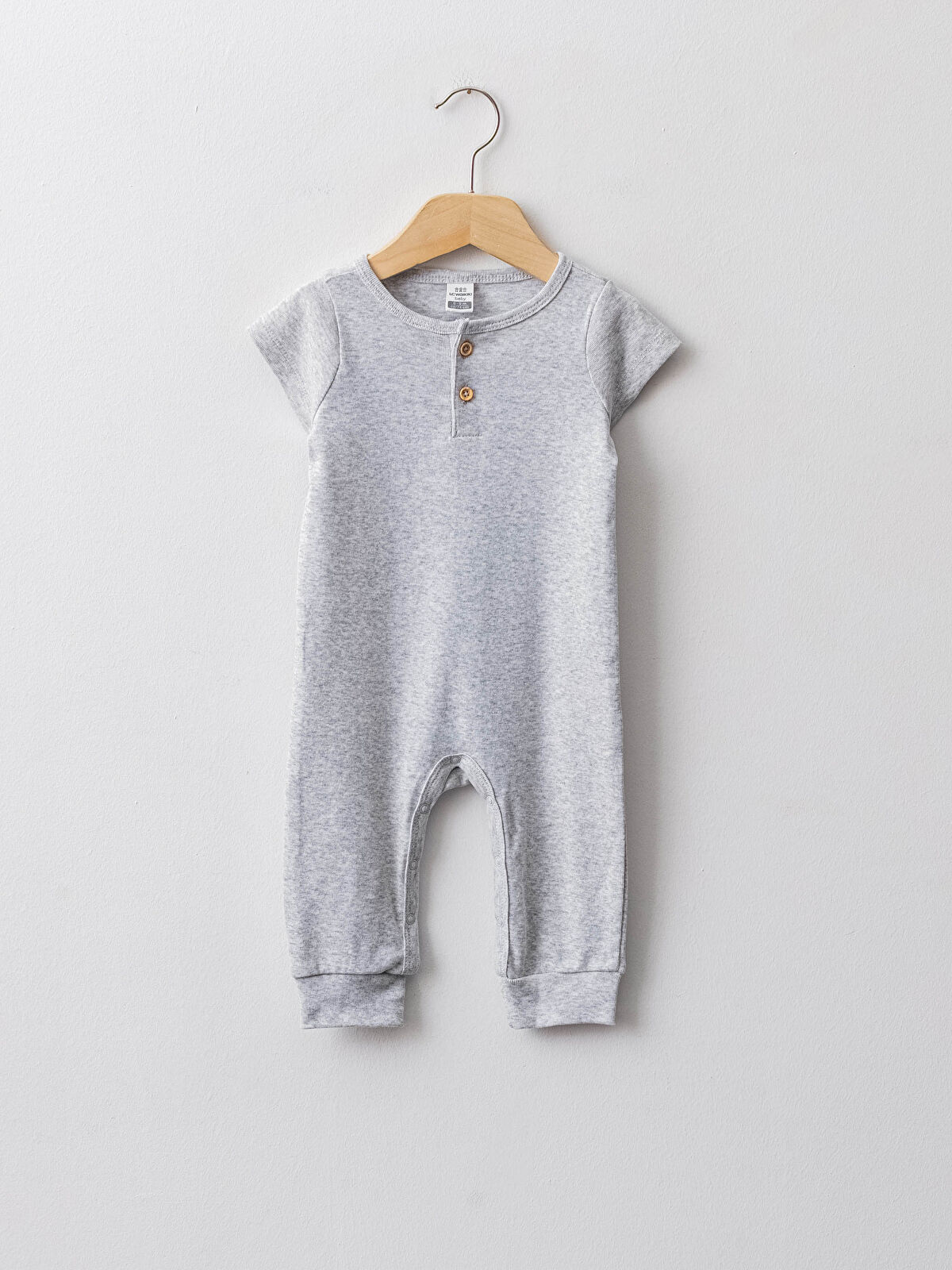 Bisiklet Yaka Kısa Kollu Basic Pamuklu Unisex Bebek Tulum