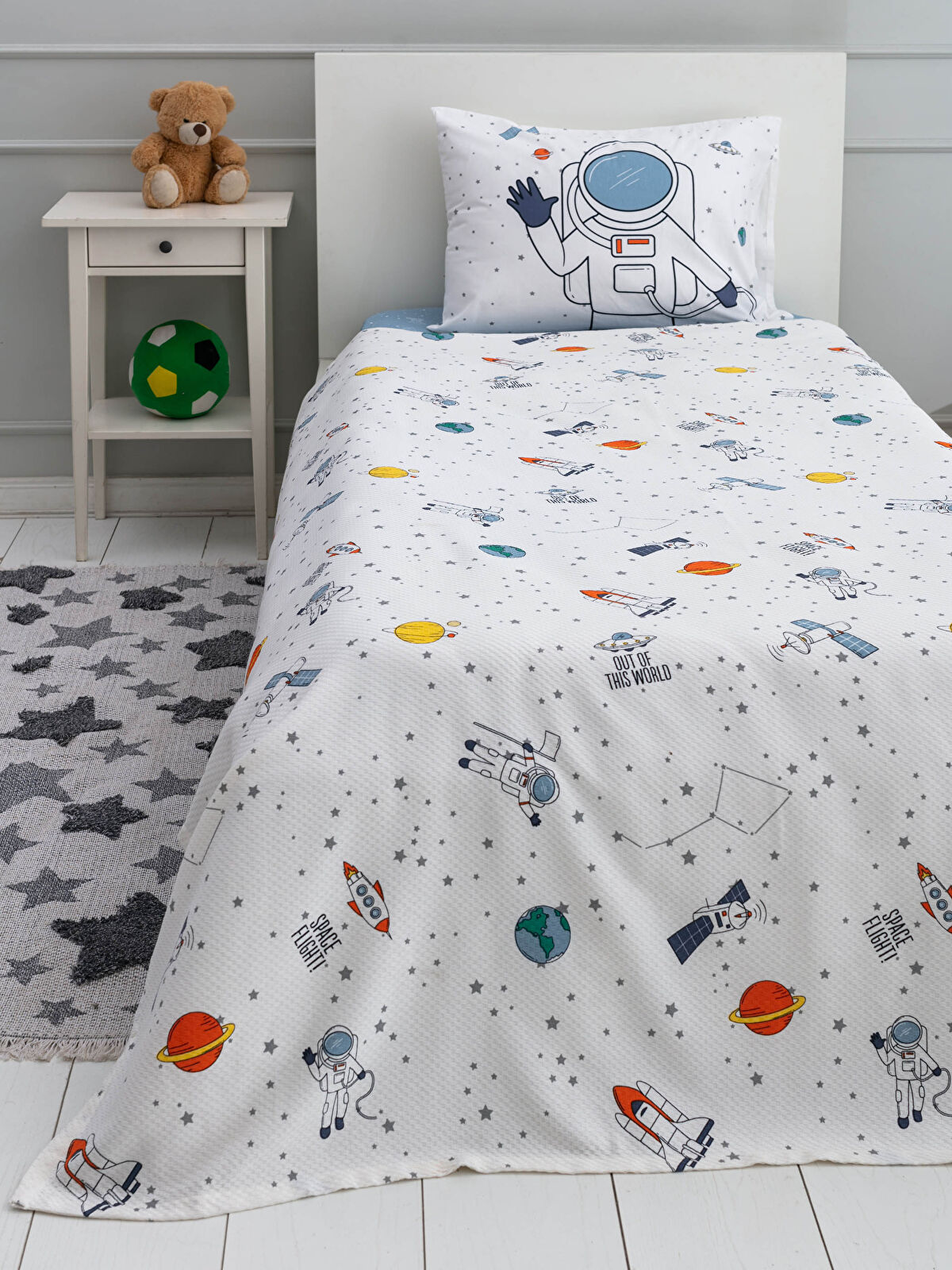 Uzay Baskılı Erkek Çocuk Pike Takımı