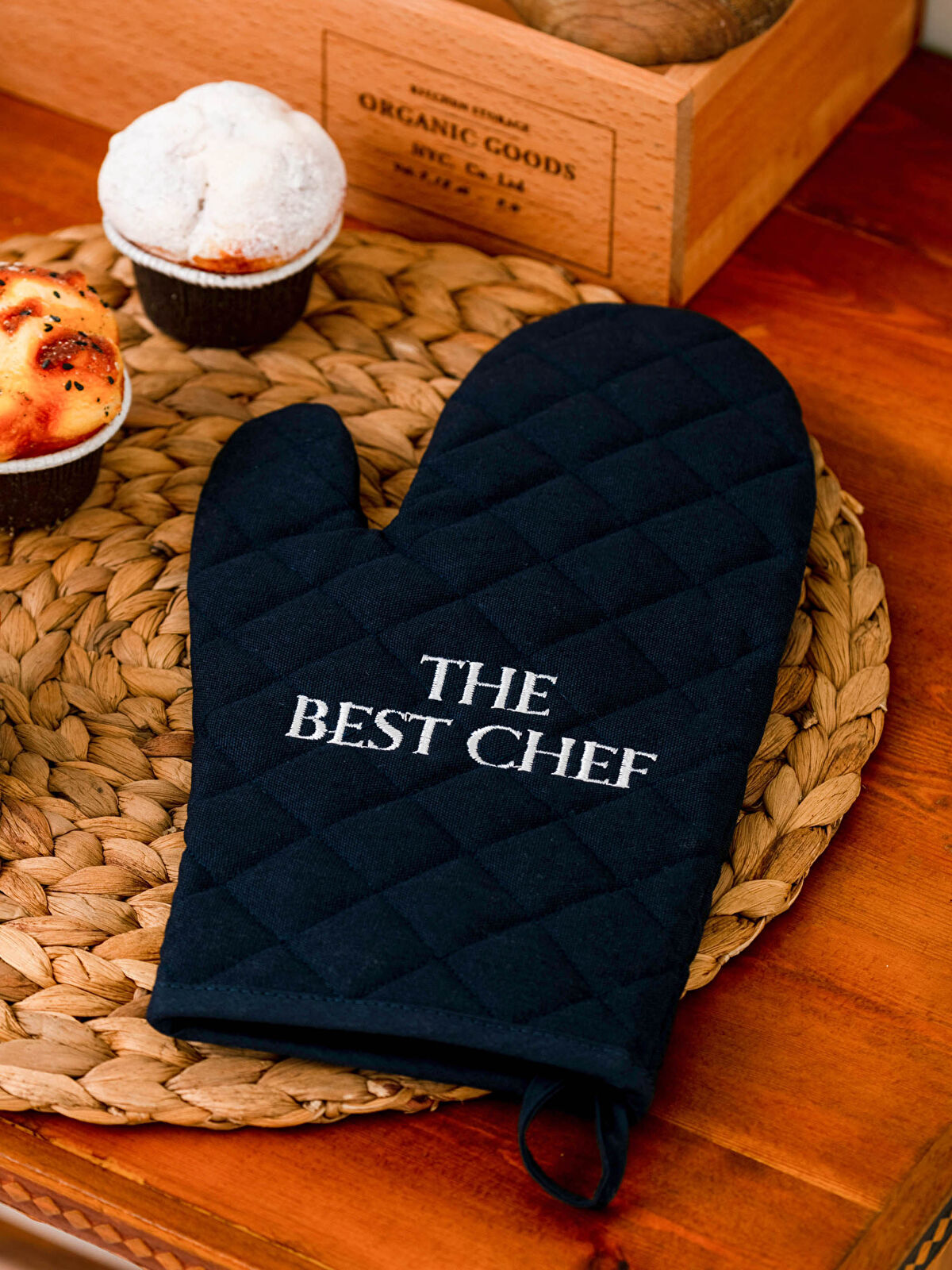 Slogan Nakışlı Gabardin Fırın Eldiveni