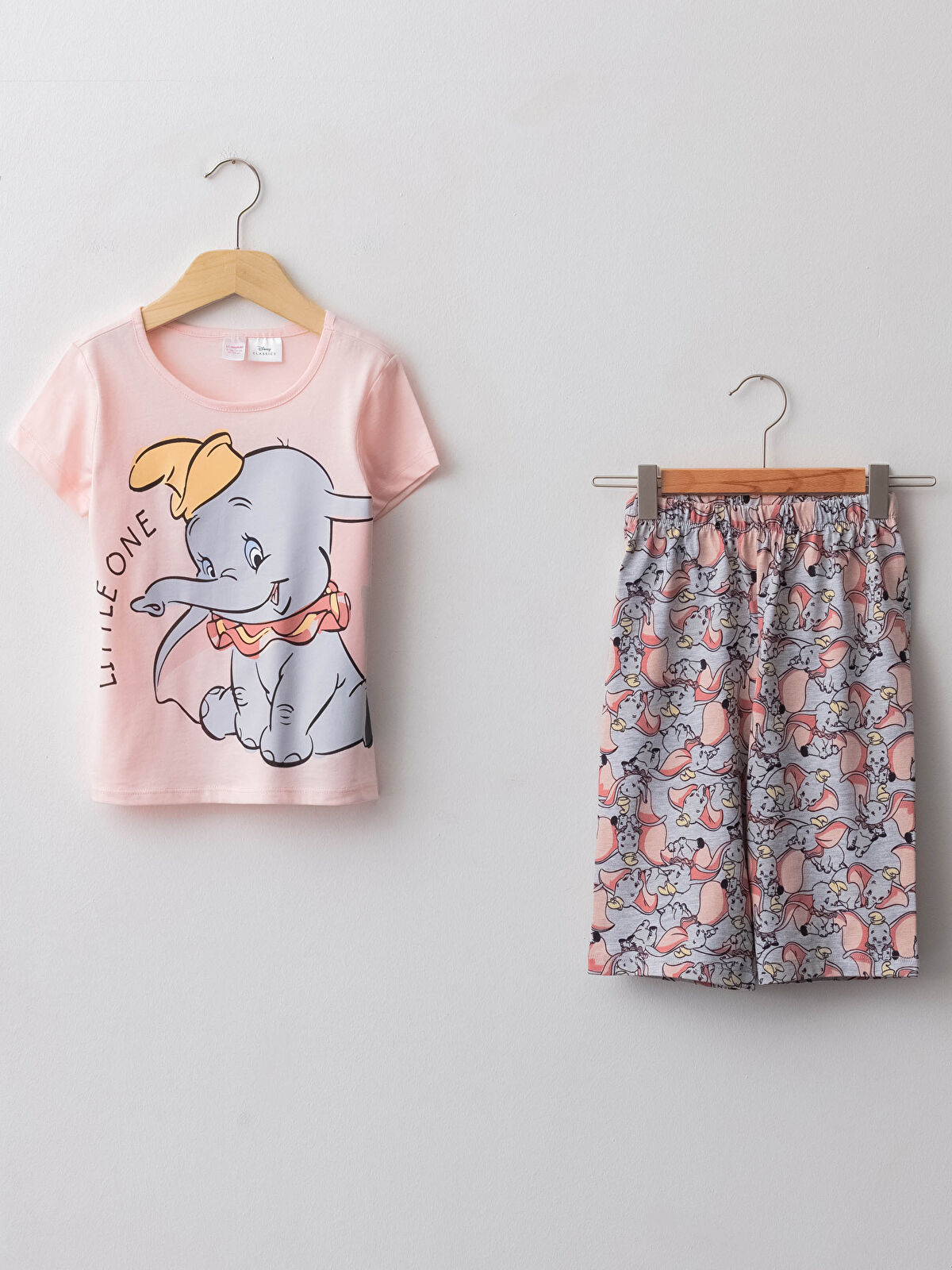 Bisiklet Yaka Dumbo Baskılı Kısa Kollu Kız Çocuk Pijama Takımı
