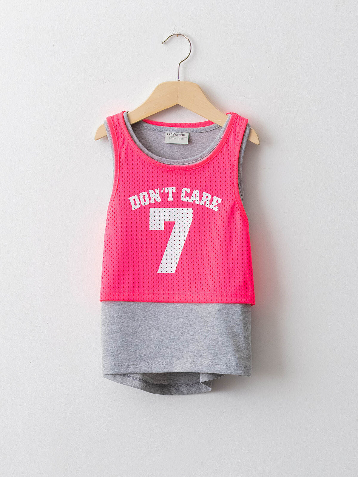 Bisiklet Yaka Baskılı Kız Çocuk Crop Atlet ve Basic Atlet