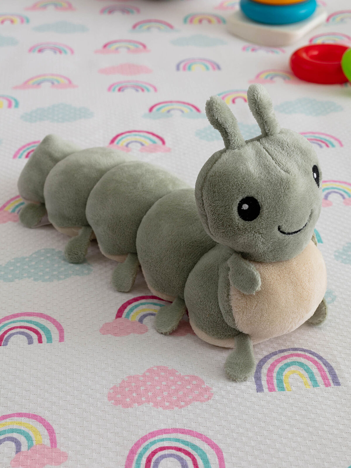 Pelüş Dolgulu Nakışlı Bebek Tırtıl Kırlent