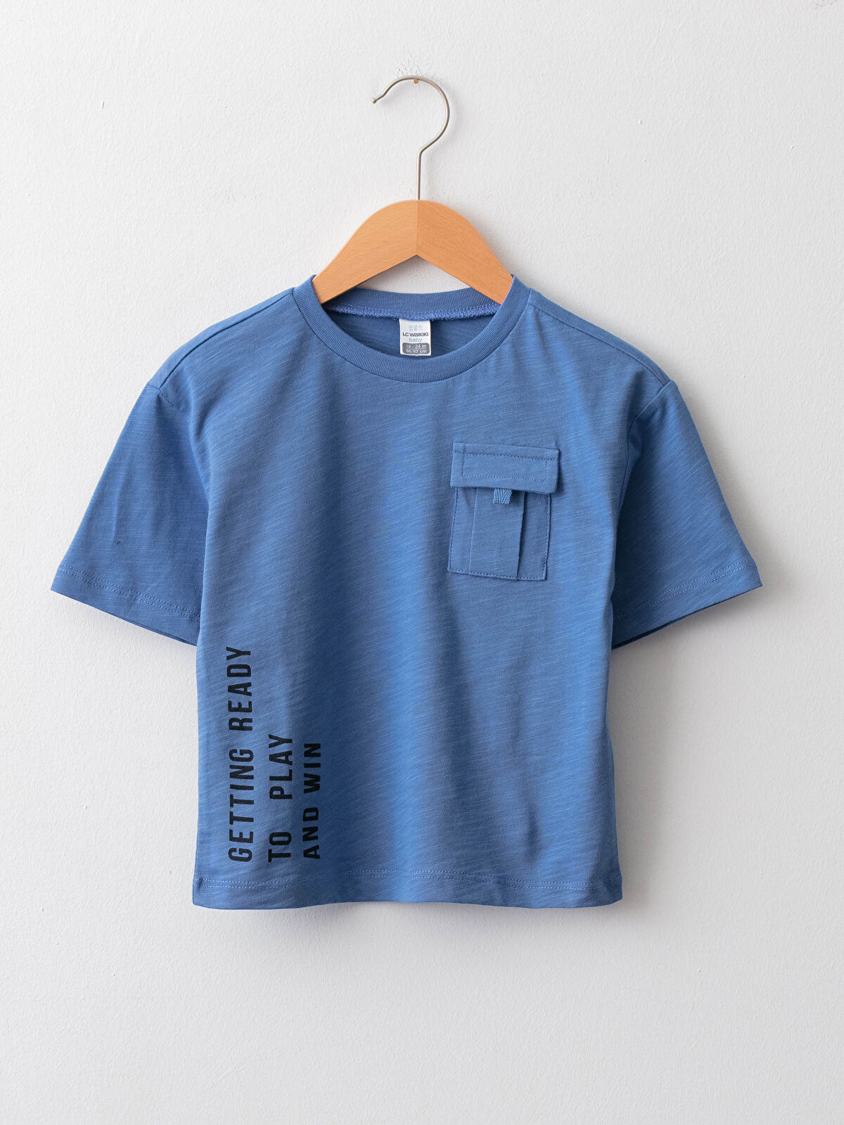 Yazı Baskılı Bisiklet Yaka Kısa Kol Pamuklu Erkek Bebek Tişört