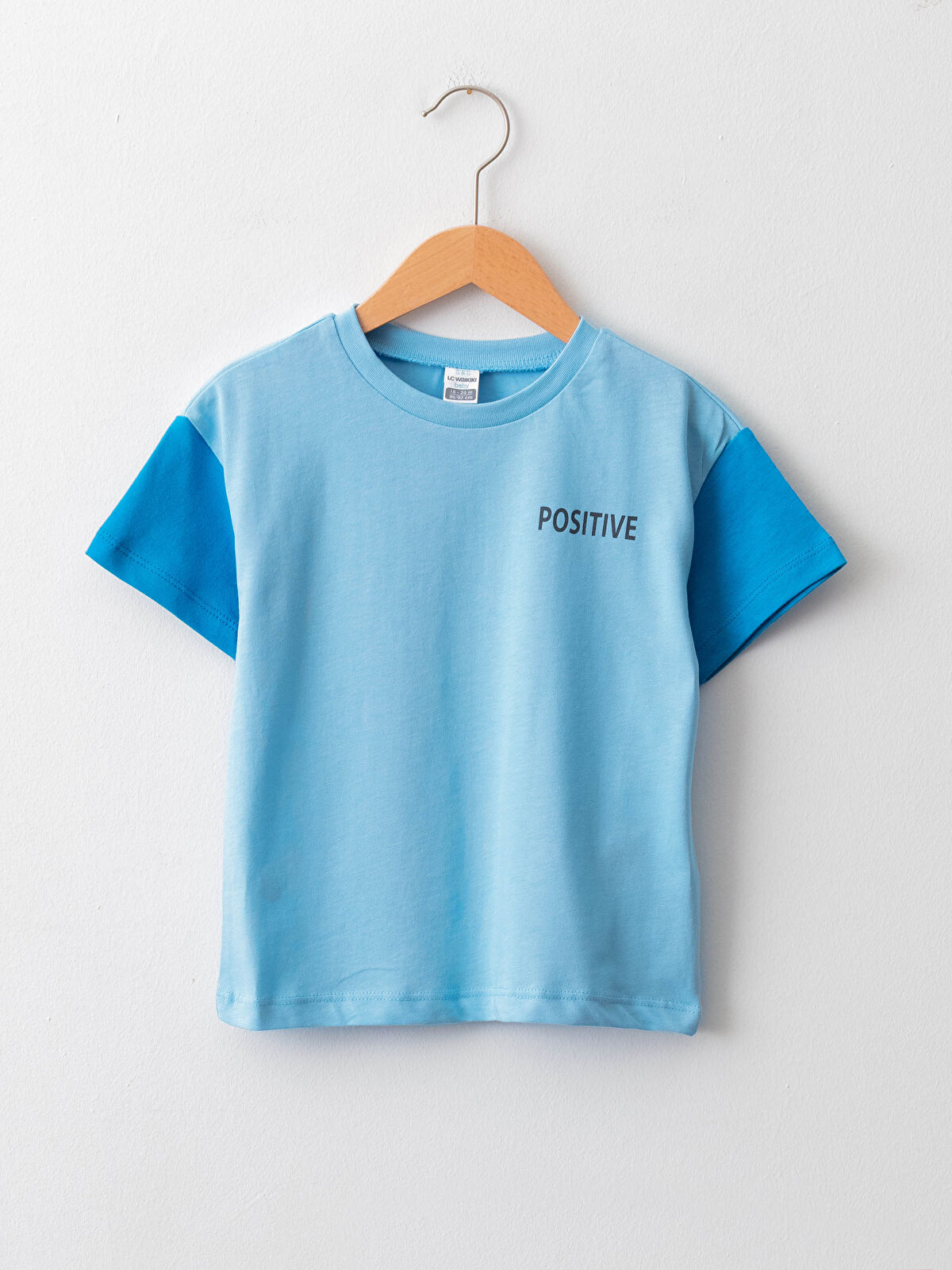 Yazı Baskılı Bisiklet Yaka Kısa Kol Pamuklu Erkek Bebek Tişört