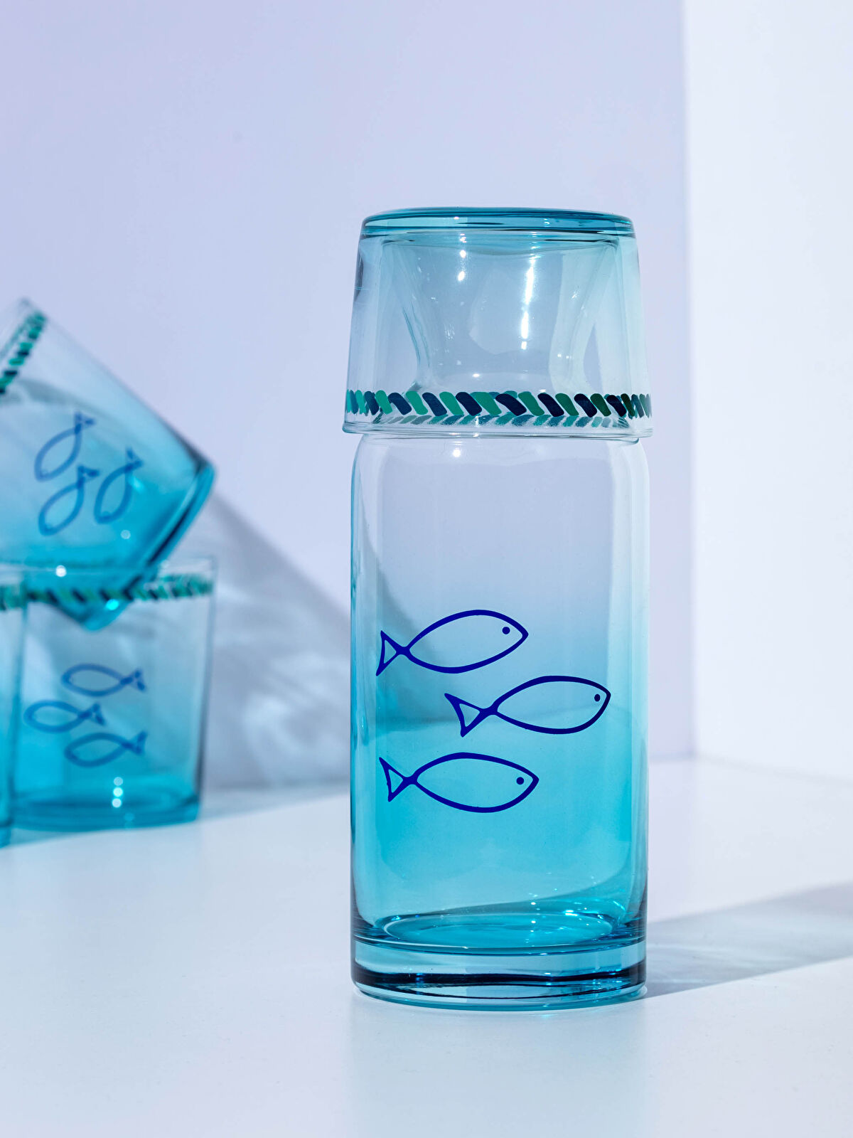 Baskılı Bardaklı Sürahi 700 ML