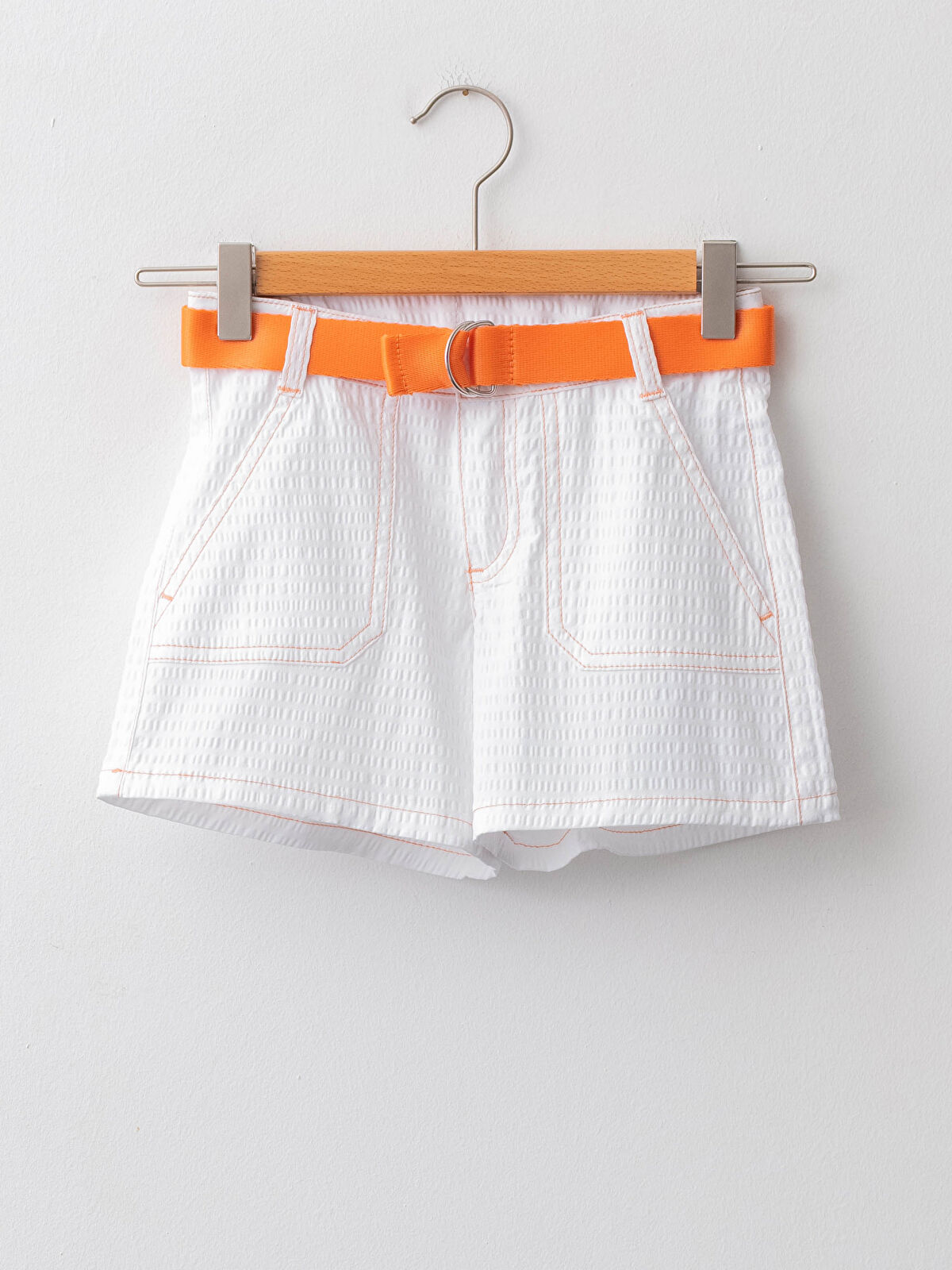 Basic Pamuklu Kız Çocuk Şort ve Kemer 2'li Takım