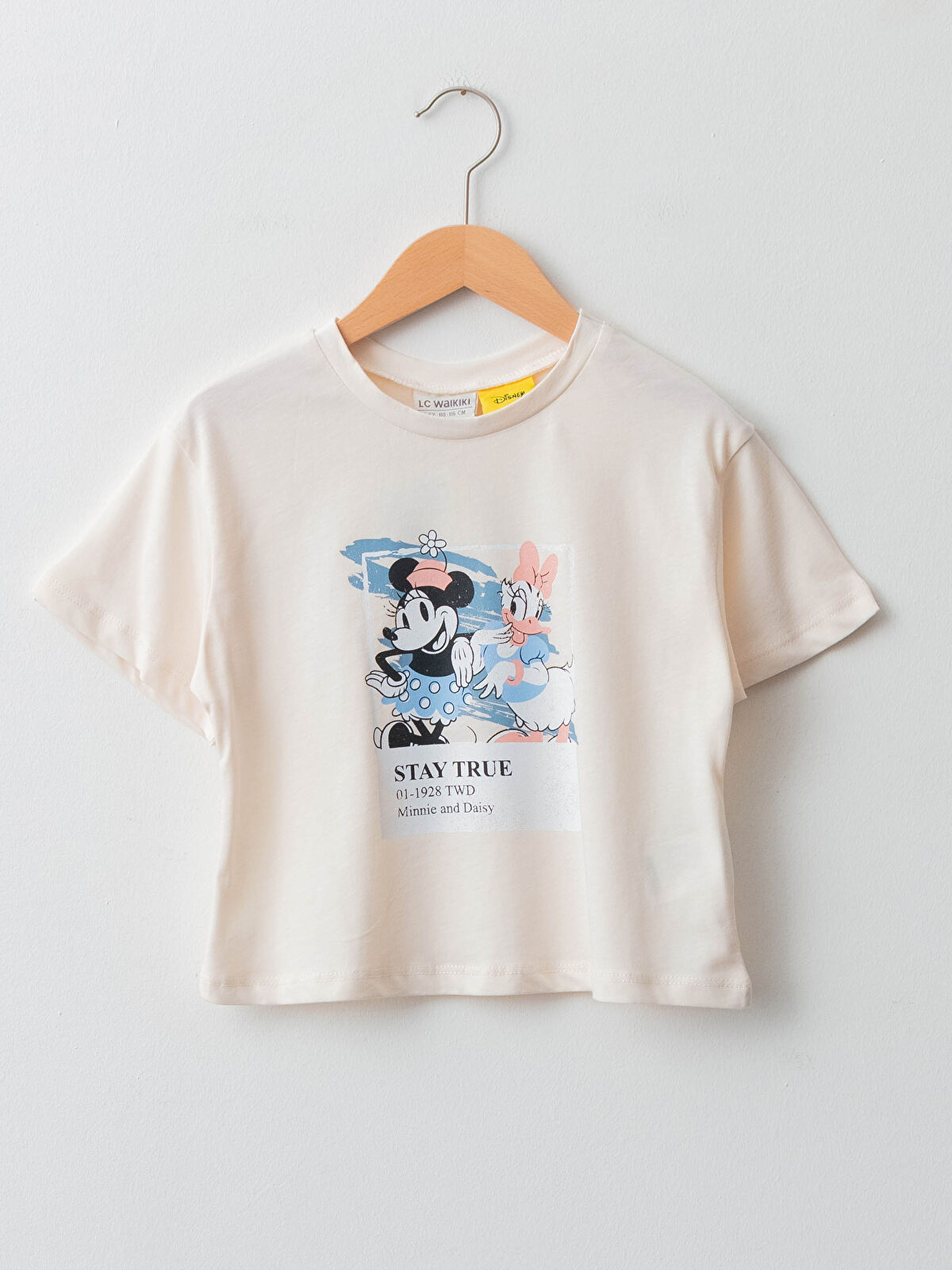 Bisiklet Yaka Minnie ve Daisy Baskılı Kısa Kollu Kız Çocuk Tişört