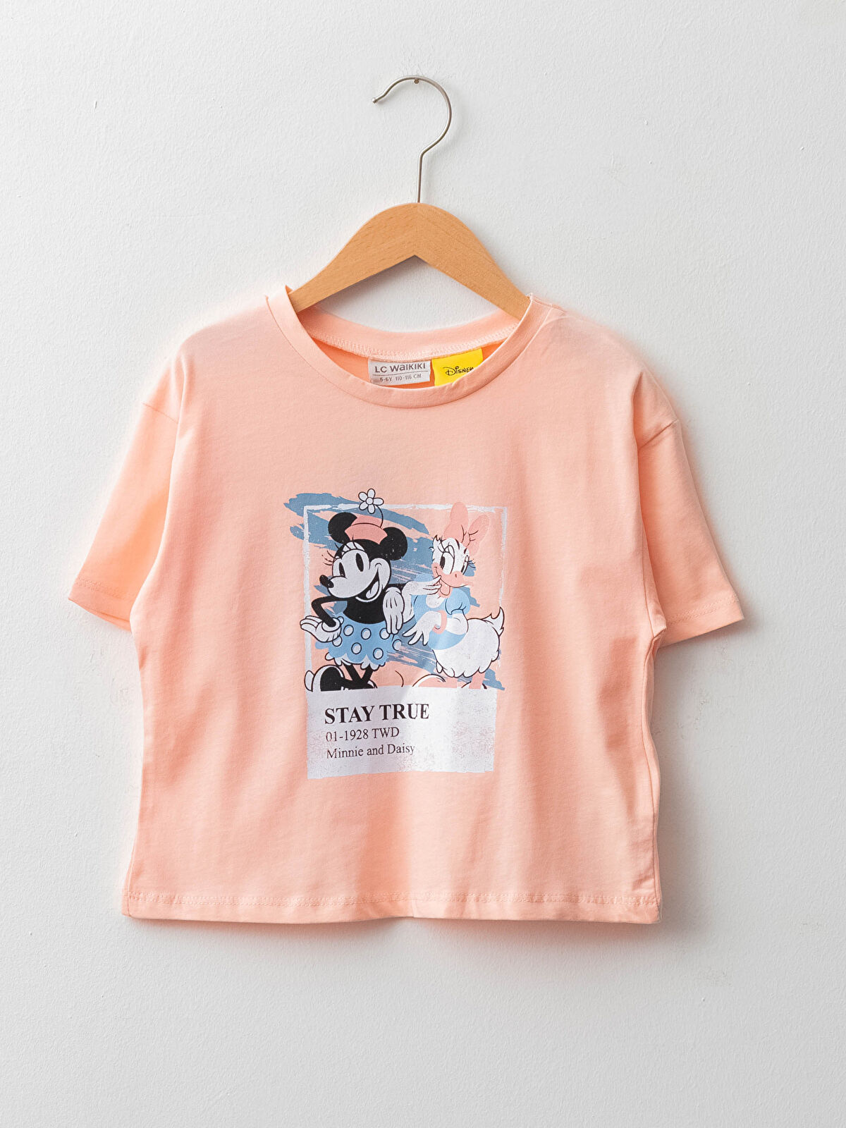 Bisiklet Yaka Minnie ve Daisy Baskılı Kısa Kollu Kız Çocuk Tişört