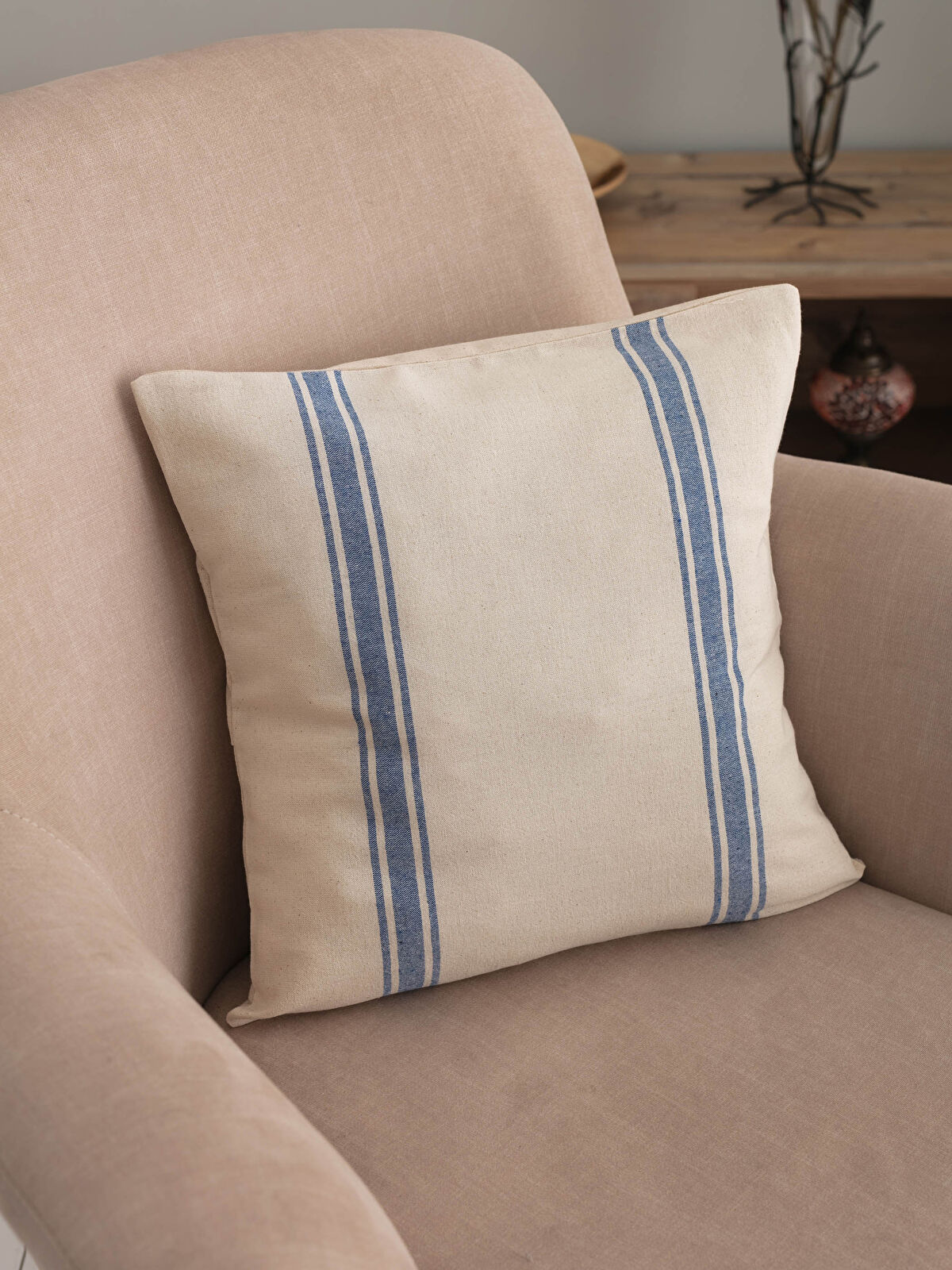 Çizgi Baskılı Kırlent Kılıfı 45x45 Cm