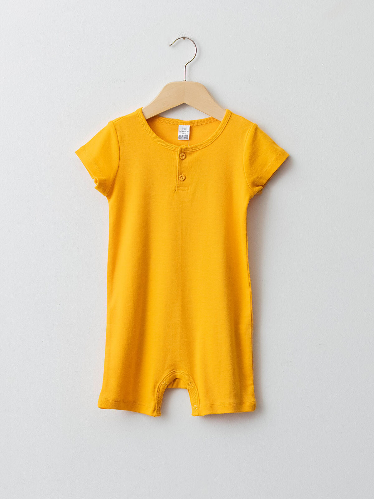 Bisiklet Yaka Kısa Kollu Basic Pamuklu Unisex Bebek Tulum