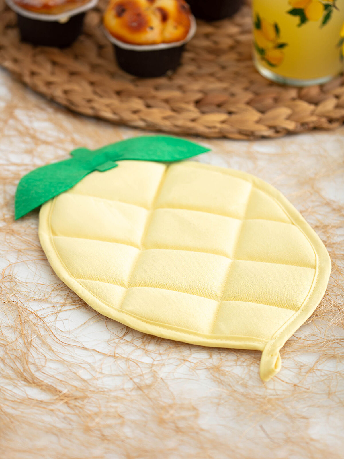 Limon Desenli Gabardin Fırın Eldiveni