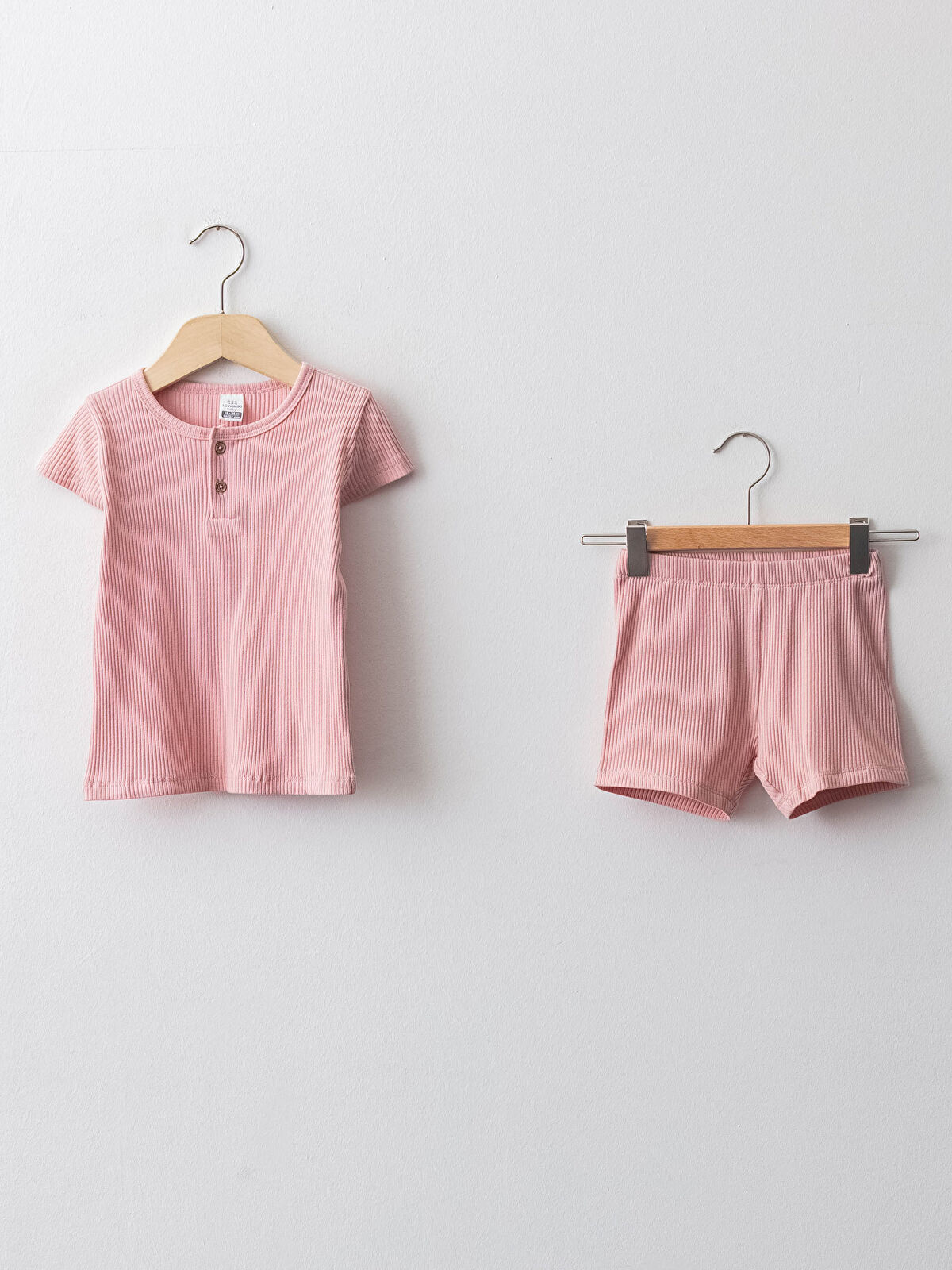 Bisiklet Yaka Kısa Kollu Basic Kız Bebek Pijama Takımı