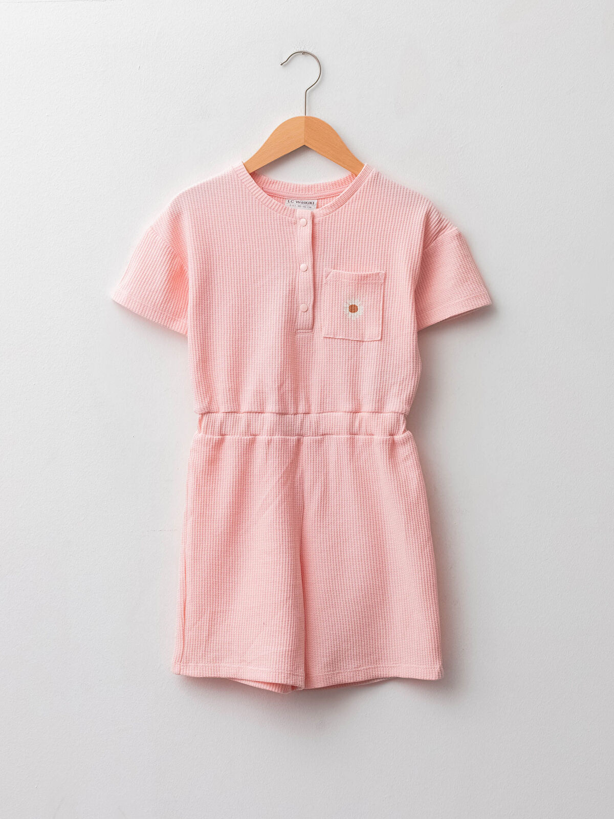 Bisiklet Yaka Baskılı Kısa Kollu Kız Çocuk Tulum