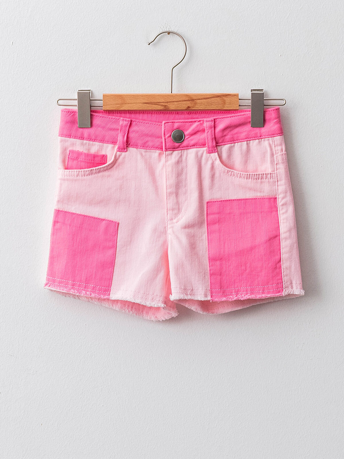 Renk Bloklu Gabardin Kız Çocuk Şort