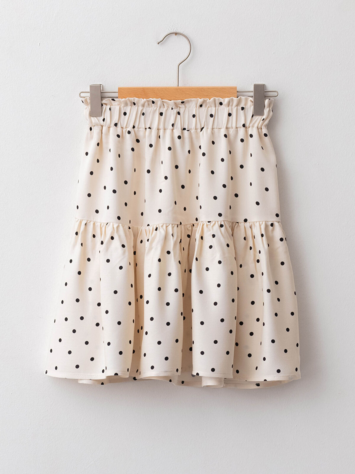 Beli Lastikli Puantiye Desenli Viskon Kız Çocuk Etek