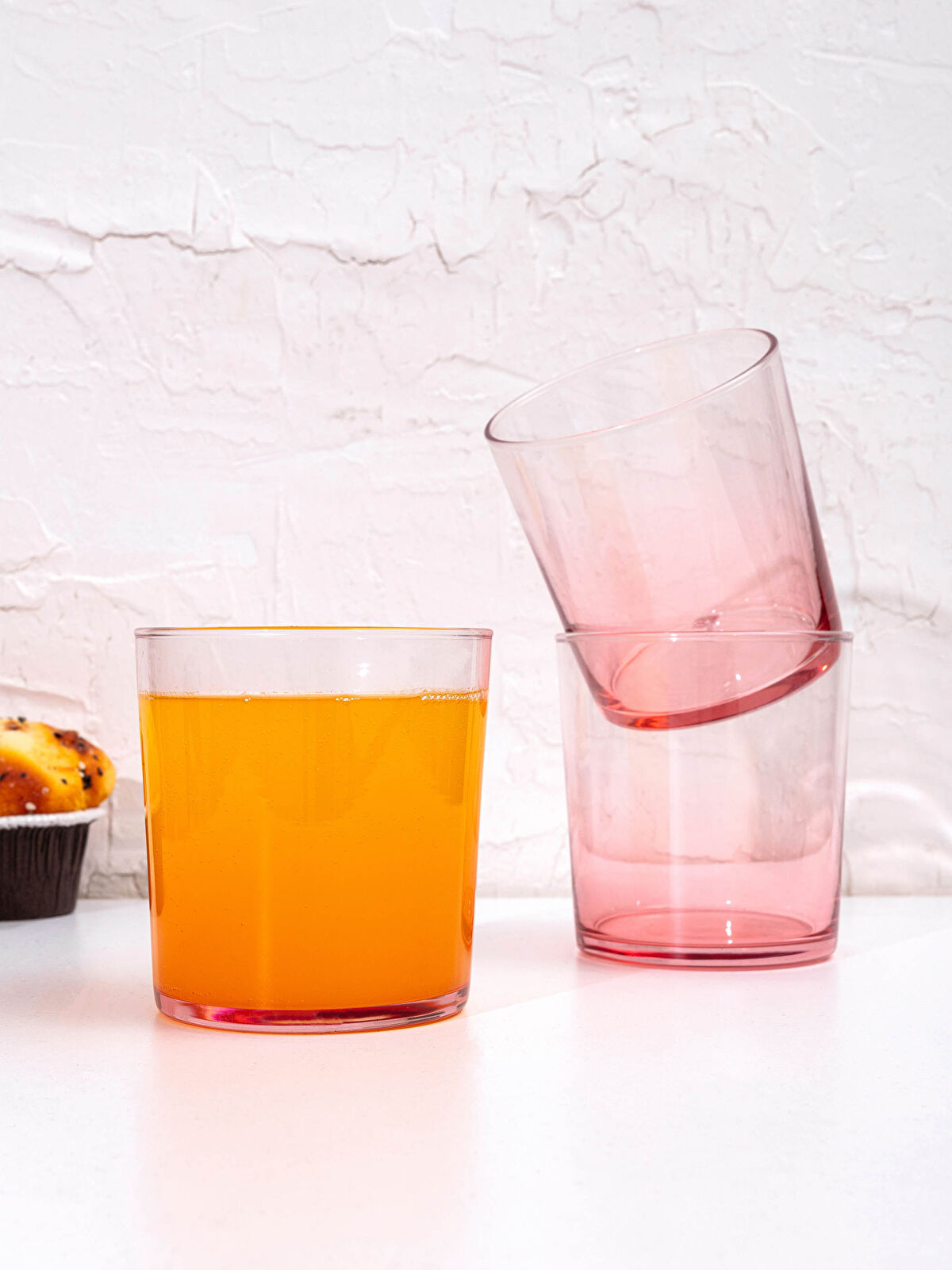 Renk Bloklu Cam Su Bardağı 3'lü 380 Ml