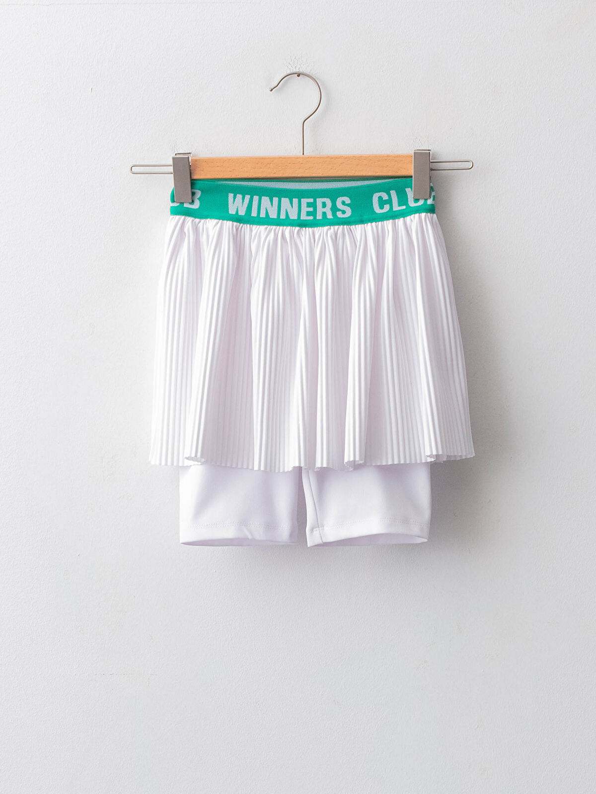 Beli Lastikli Slogan Yazı Baskılı Kız Çocuk Taytlı Etek