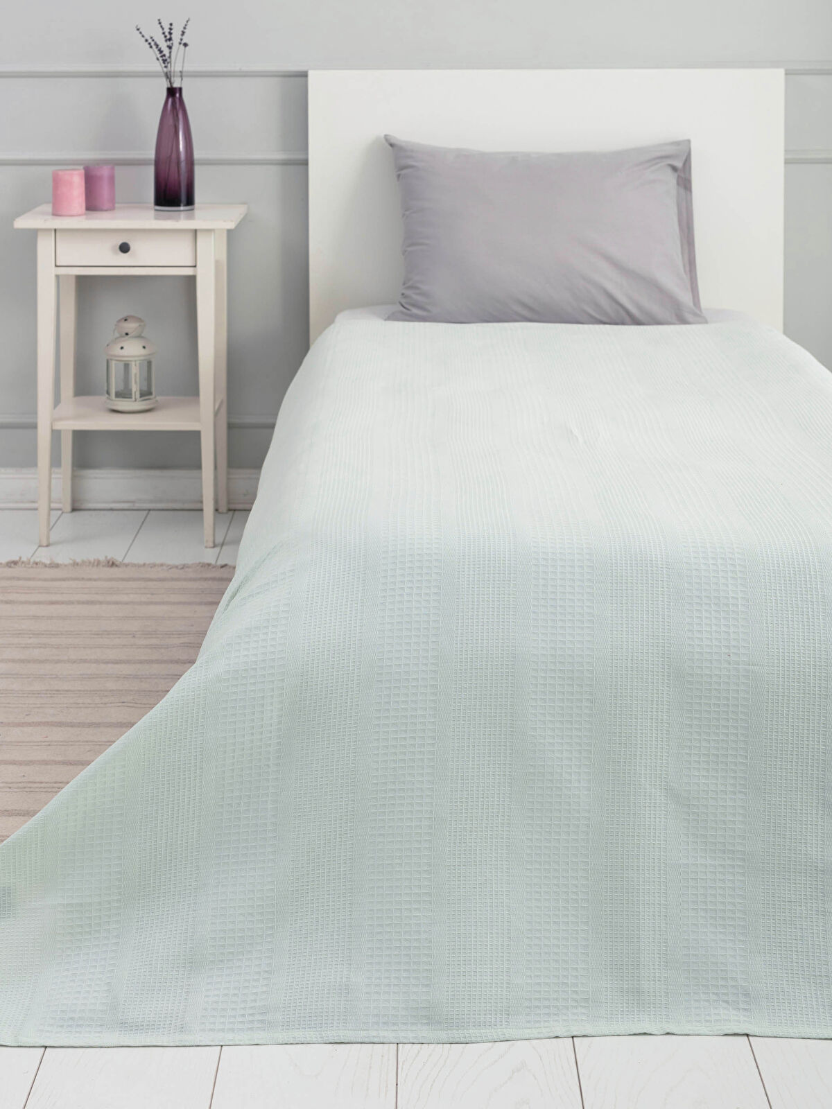 Tek Kişilik Düz Pamuklu Pike 160x220 Cm