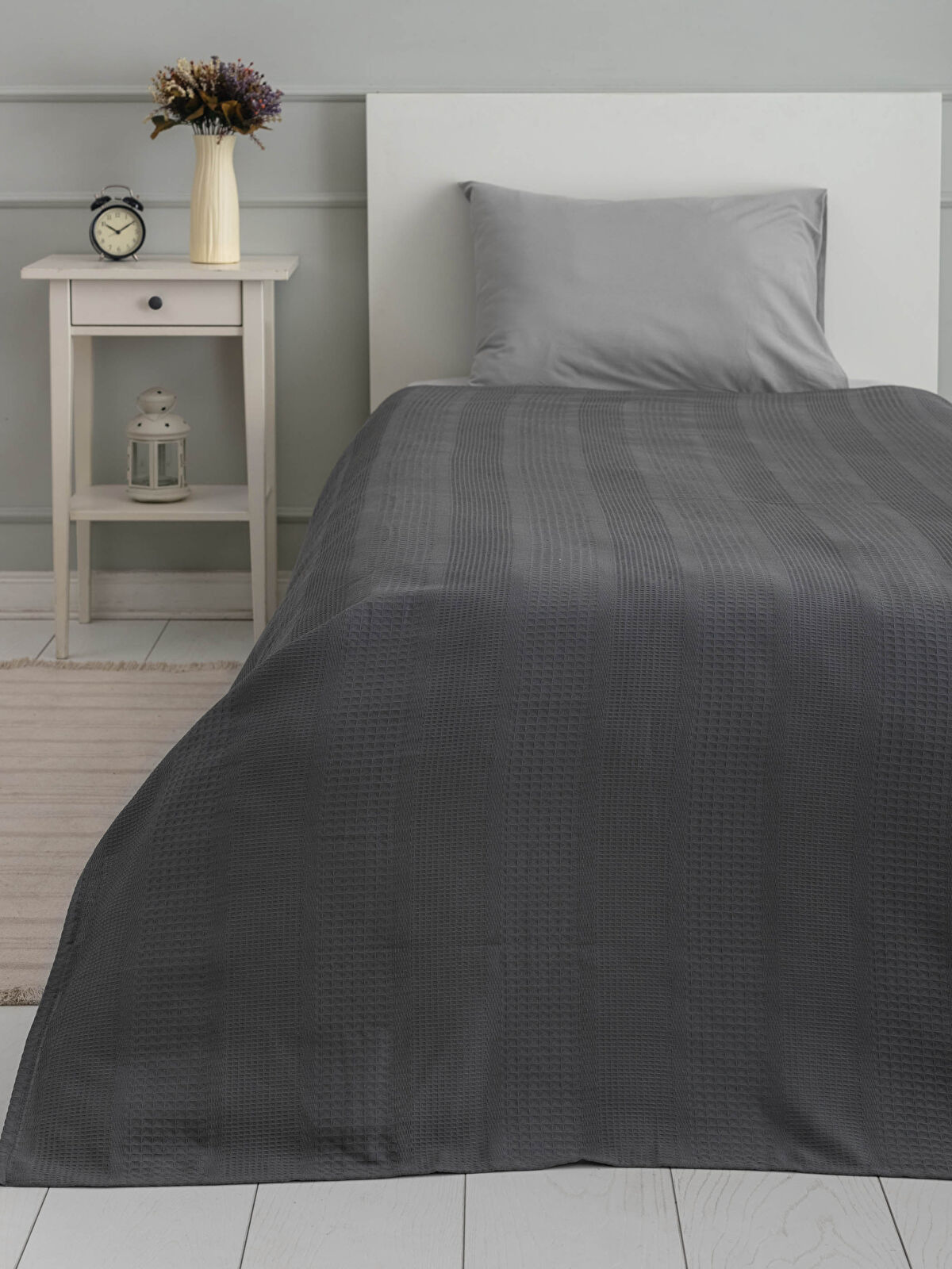 Tek Kişilik Düz Pamuklu Pike 160x220 Cm