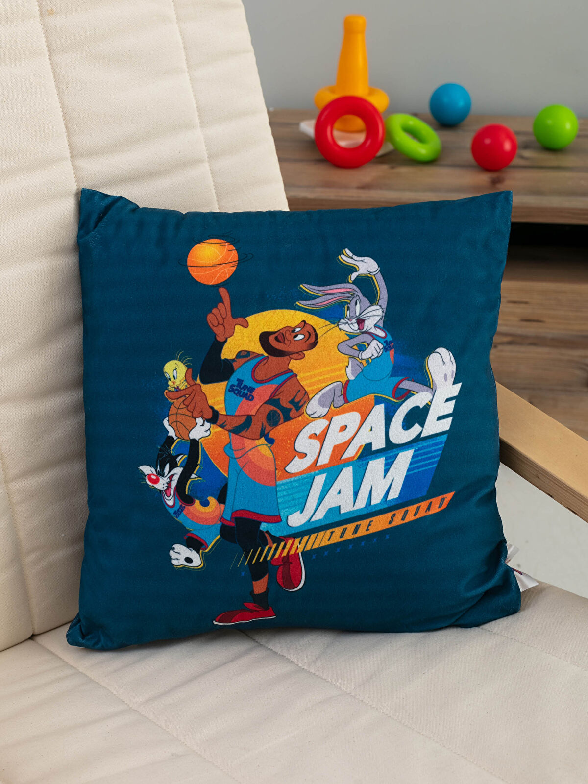 Space Jam Lisanslı Dolgulu Bebek Kırlent 40x40 Cm