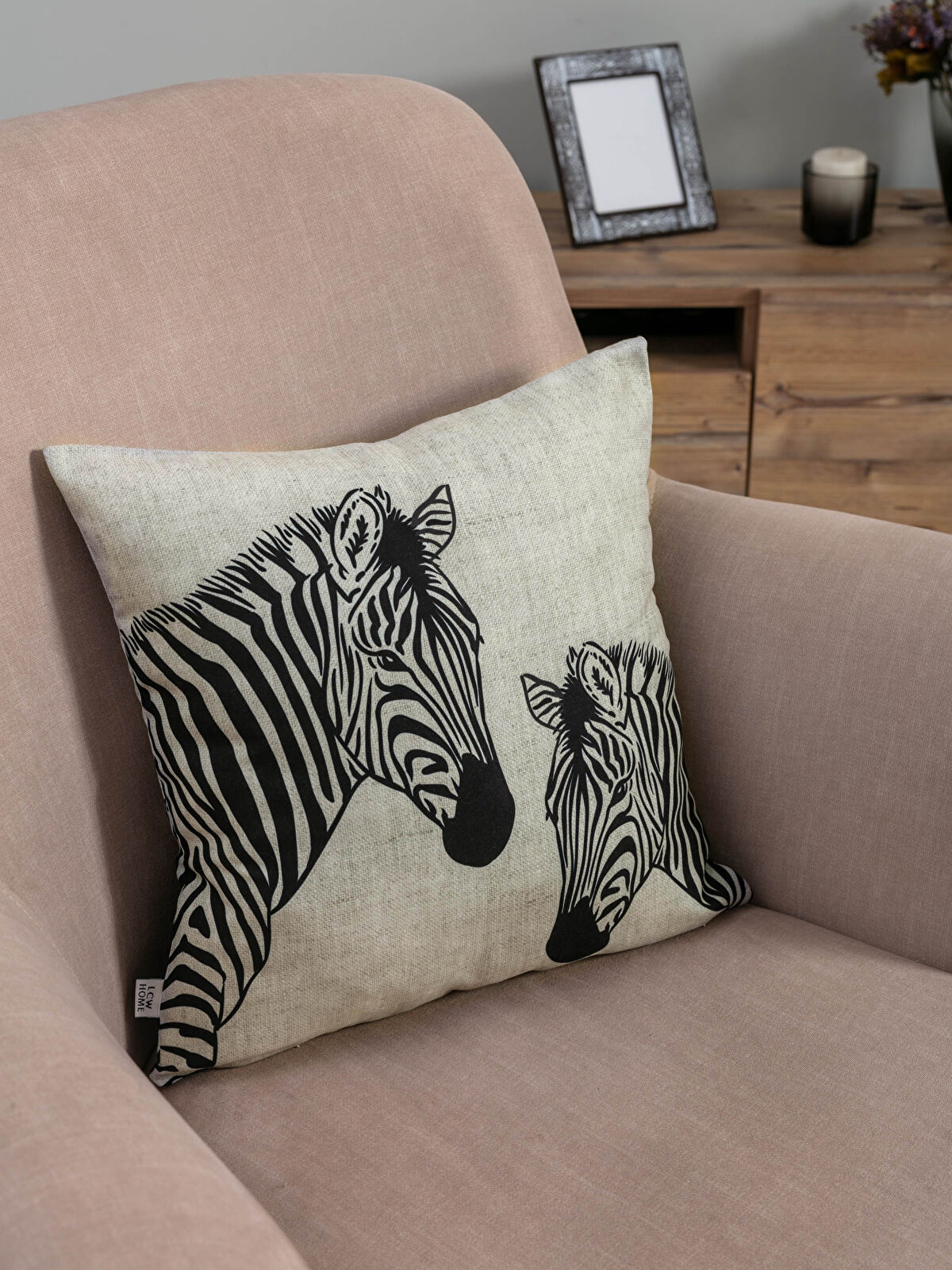 Zebra Baskılı Kırlent Kılıfı 45x45 Cm
