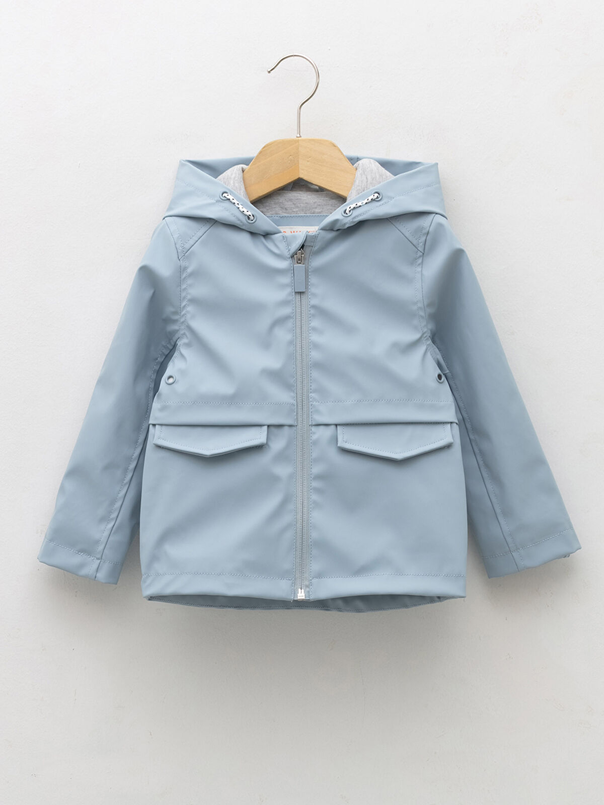 Kapüşonlu Uzun Kollu Basic Erkek Bebek Fermuarlı Mont