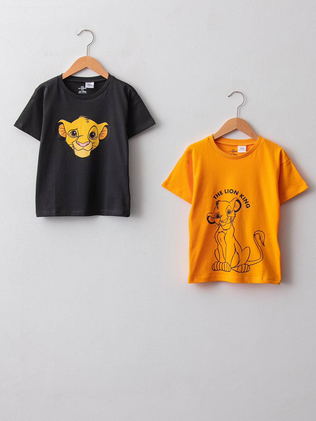 Bisiklet Yaka Kısa Kollu Aslan Kral Baskılı Erkek Bebek Tişört 2'li