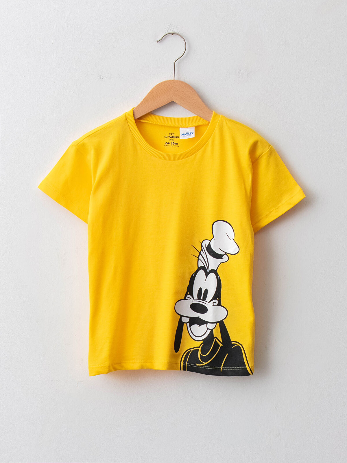 Bisiklet Yaka Kısa Kollu Goofy Baskılı Erkek Bebek Tişört