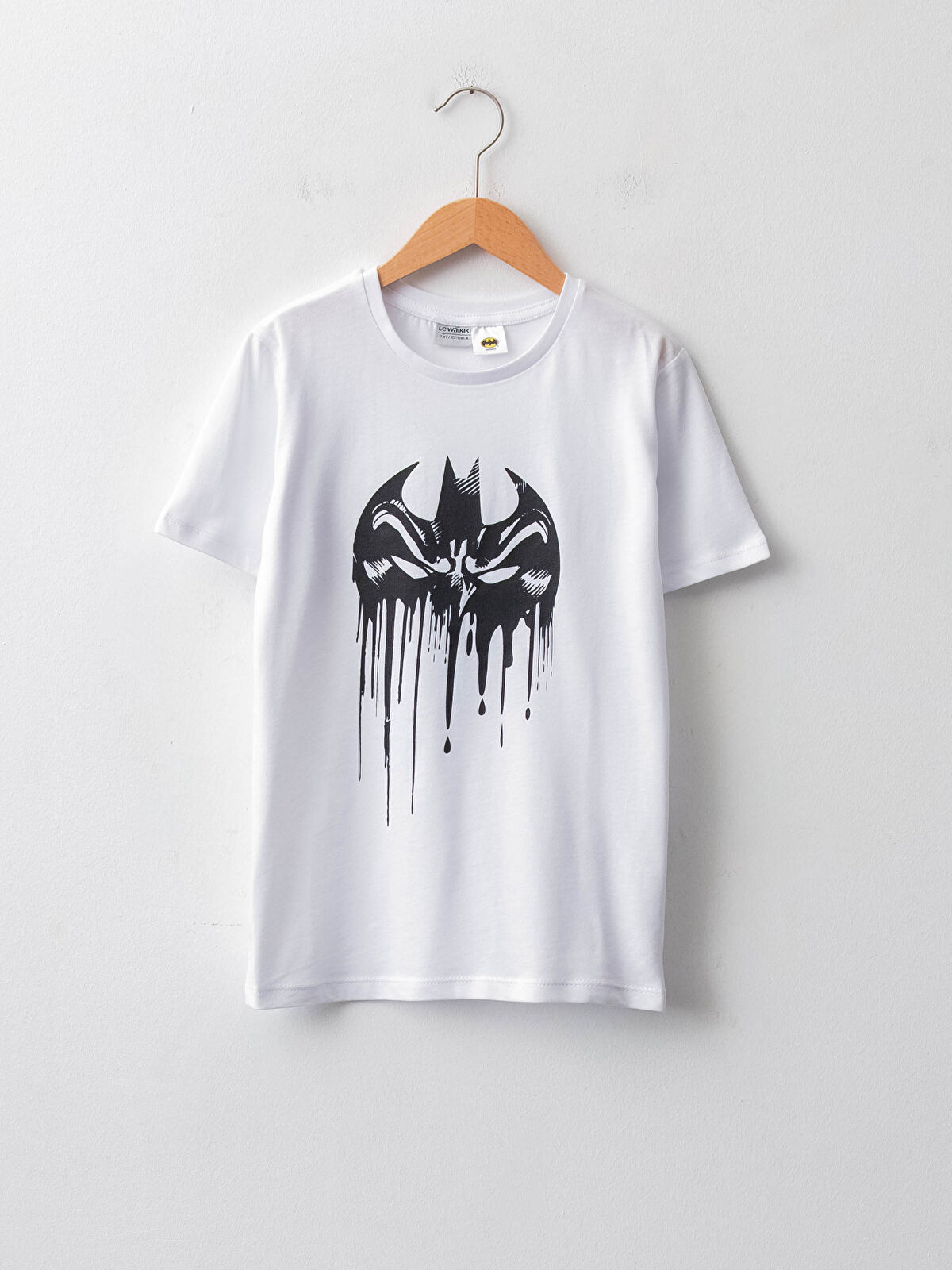 Bisiklet Yaka Batman Baskılı Kısa Kollu Pamuklu Erkek Çocuk Tişört